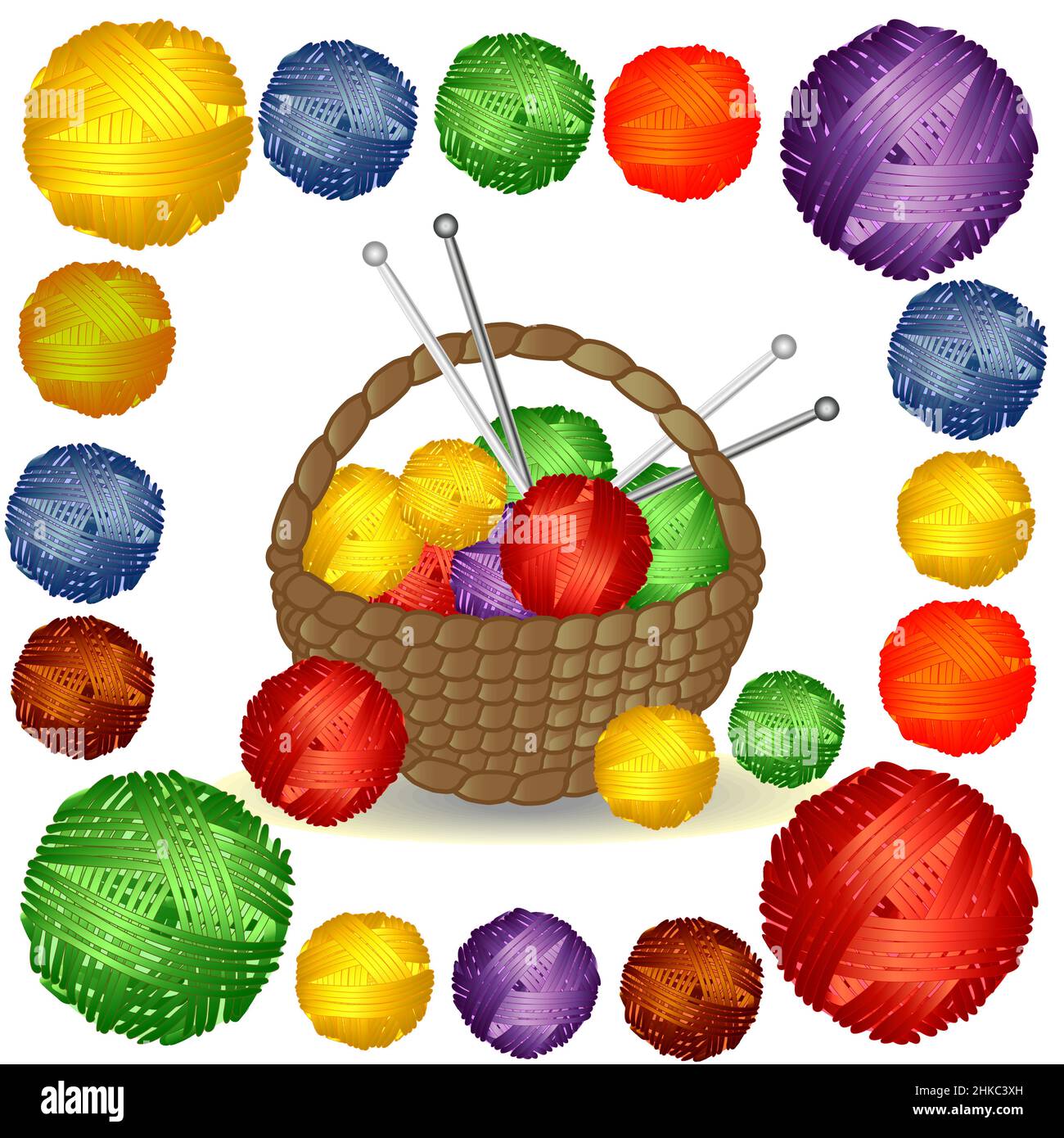 Basket with multi-colored tangles in a square Frame of multi-colored ...