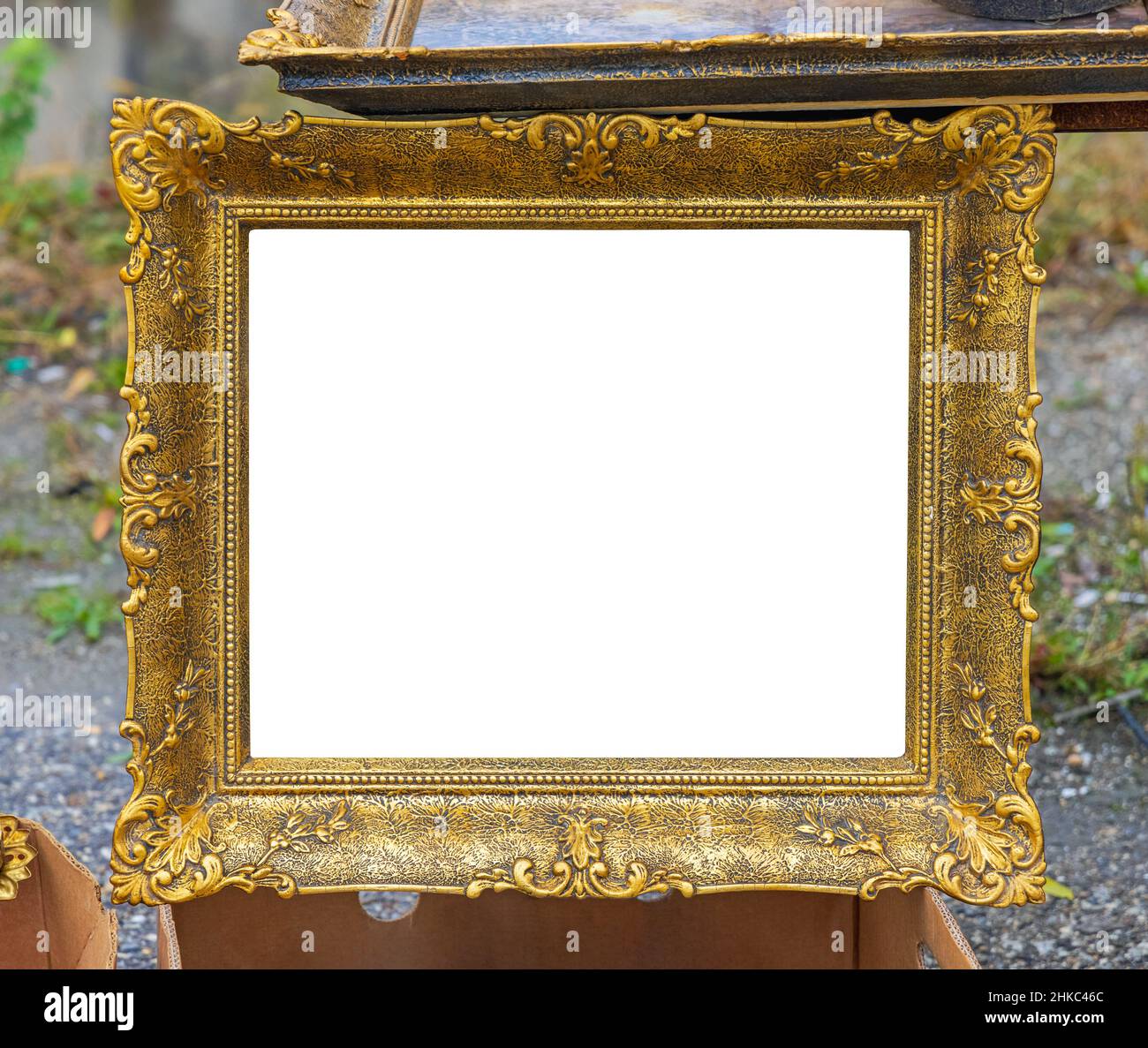 Antique Gold Rectangular Picture Frame Art Isolated Stock Photo - Alamy
