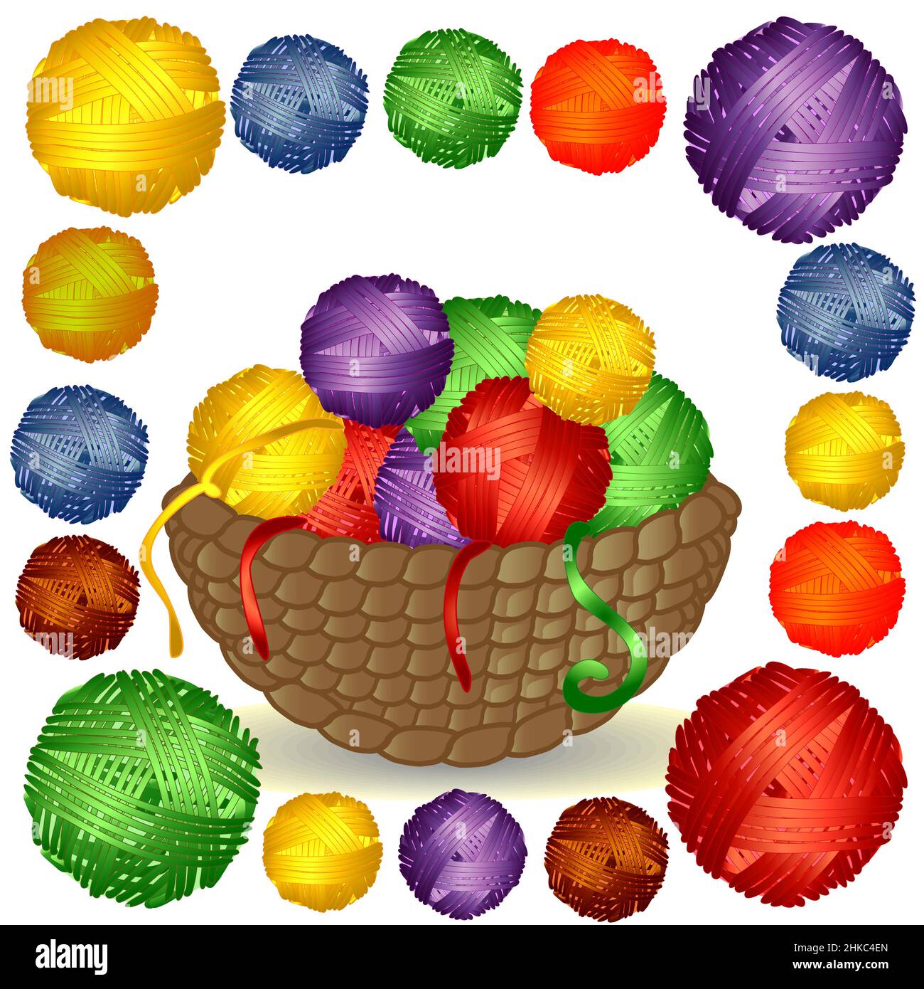Basket with multi-colored tangles in a square Frame of multi-colored ...