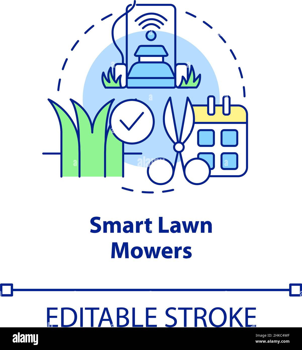 Smart lawn mowers concept icon Stock Vector Image & Art - Alamy