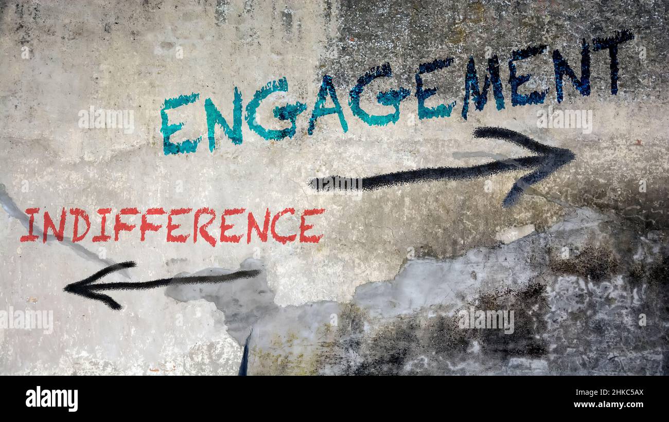 Street Sign the Direction Way to Engagement versus Indifference Stock ...