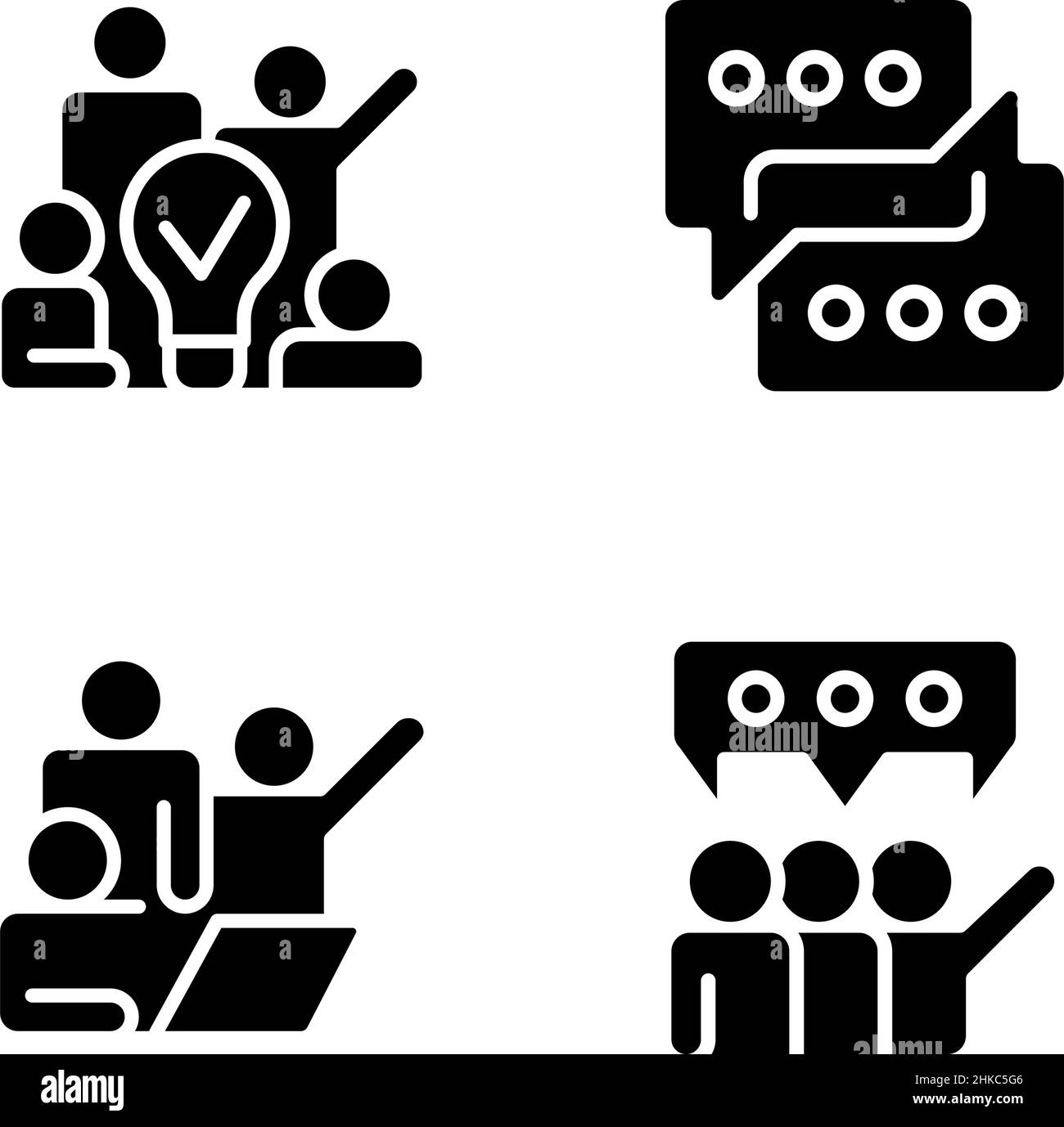 Group tasks black glyph icons set on white space Stock Vector Image ...