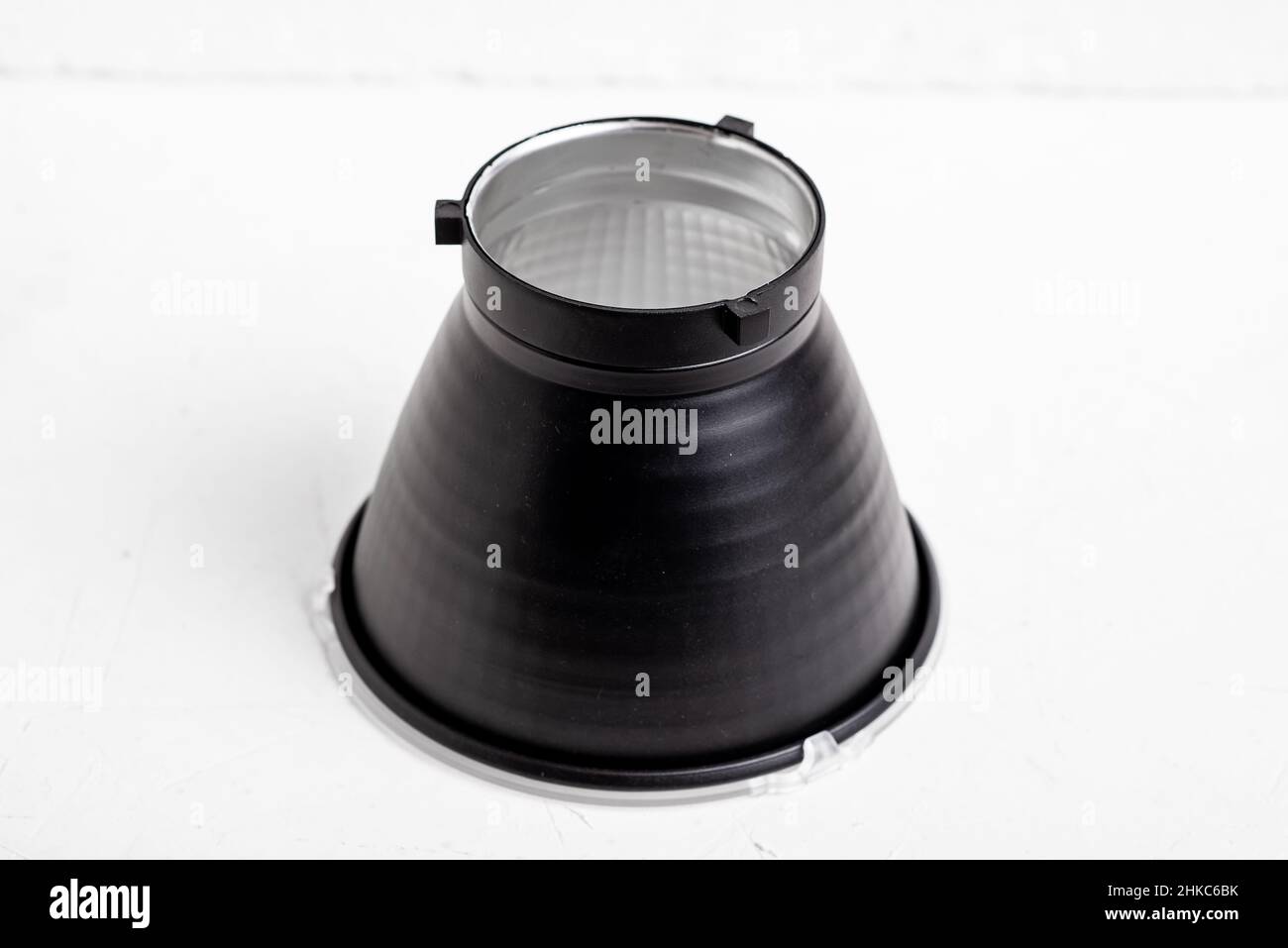 Standard reflector on a white background. Attachment for studio flash ...
