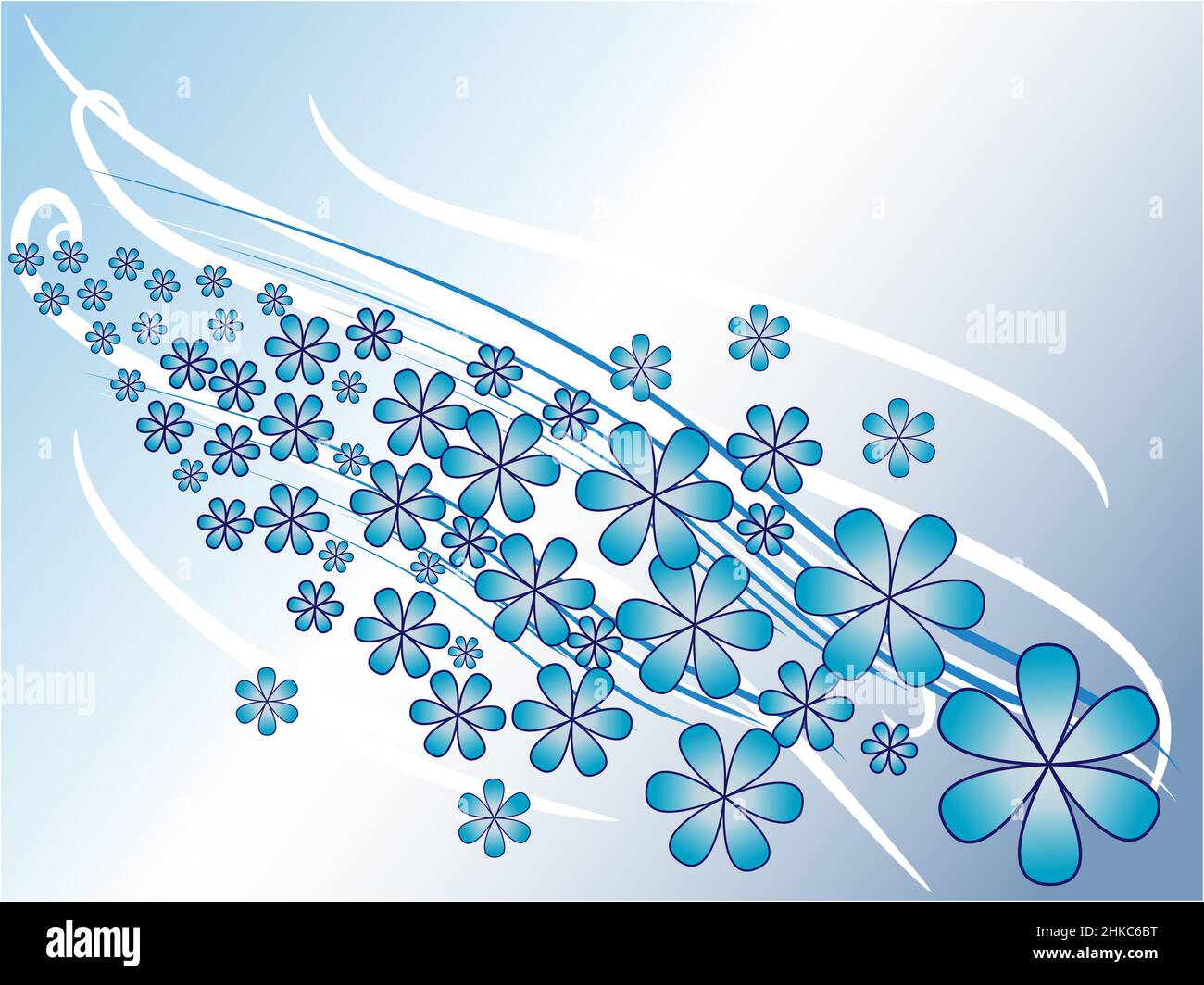 Abstract blue spring background with flying flowers Stock Vector Image ...