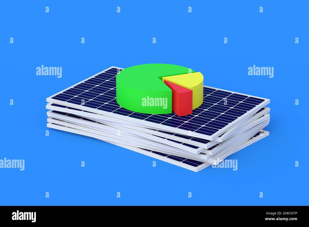 Heap of solar panels near round graph. Statistics, report, analysis of ...