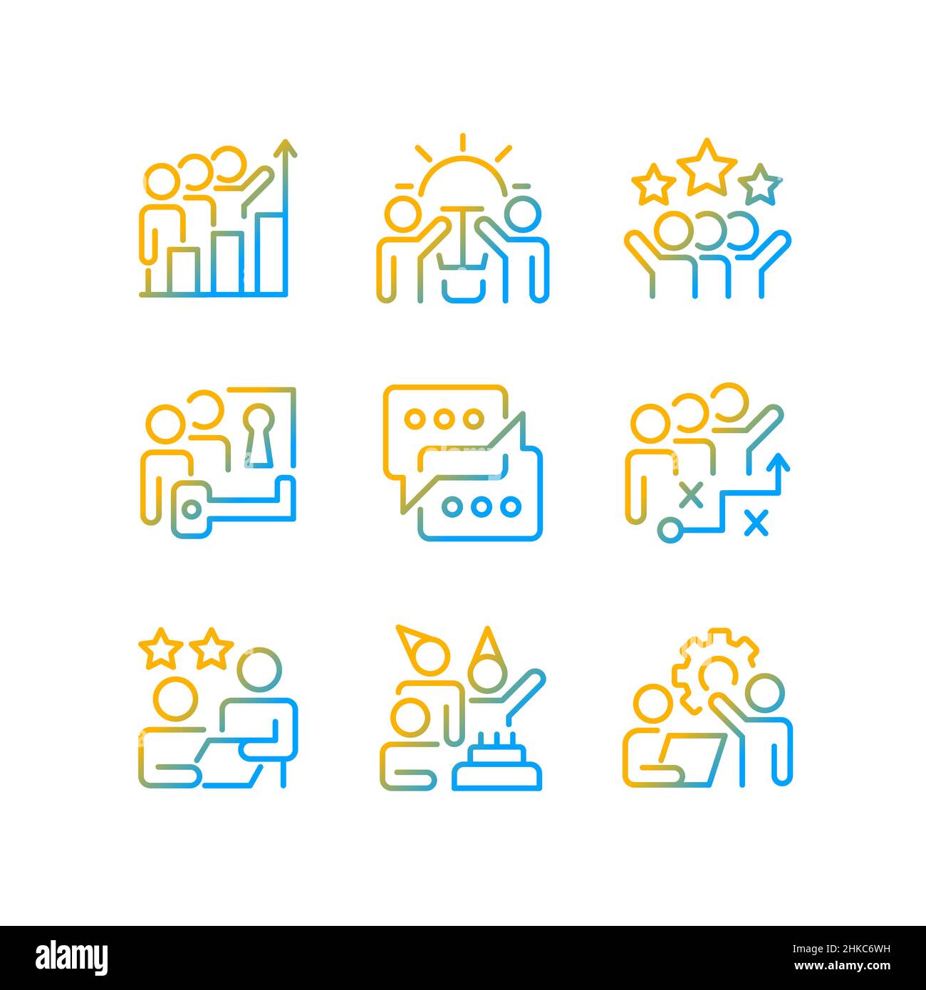 Team Activity Gradient Linear Vector Icons Set Stock Vector Image And Art