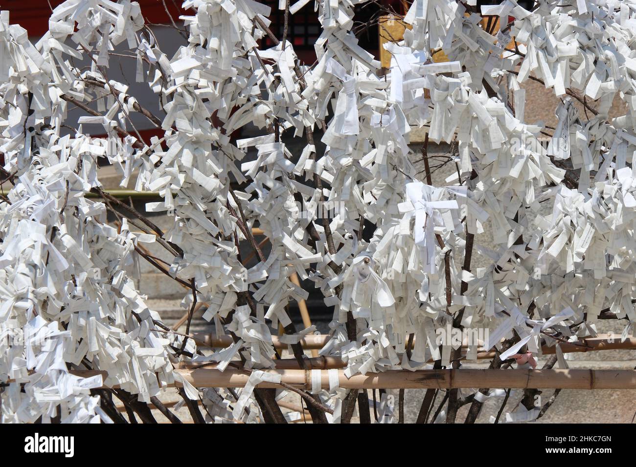 paper offerings (wishes or prayers ?) shinto shrine (heian) in japan ...