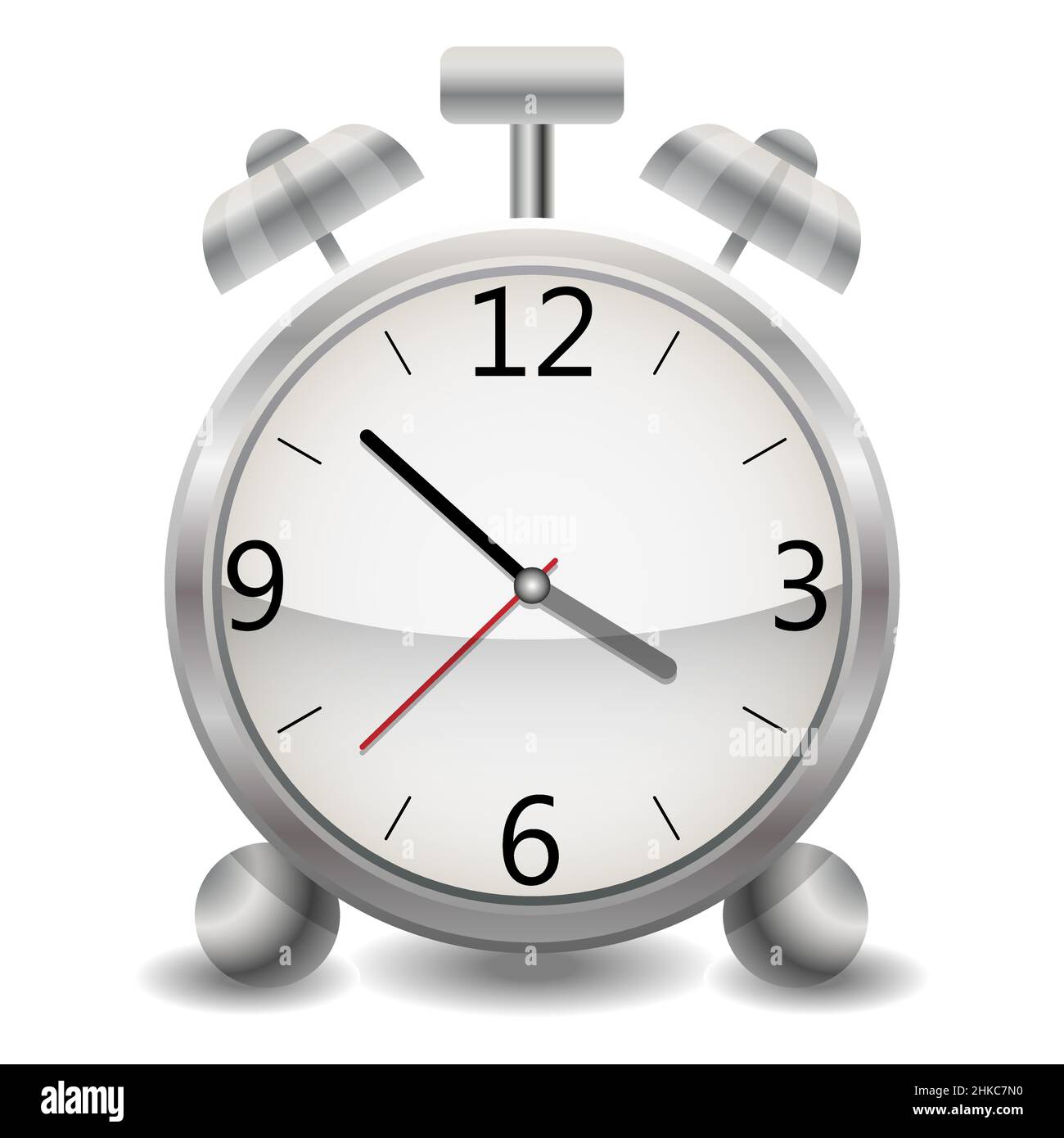 A metallic mechanical realistic alarm clock, a clock showing fifteen ...