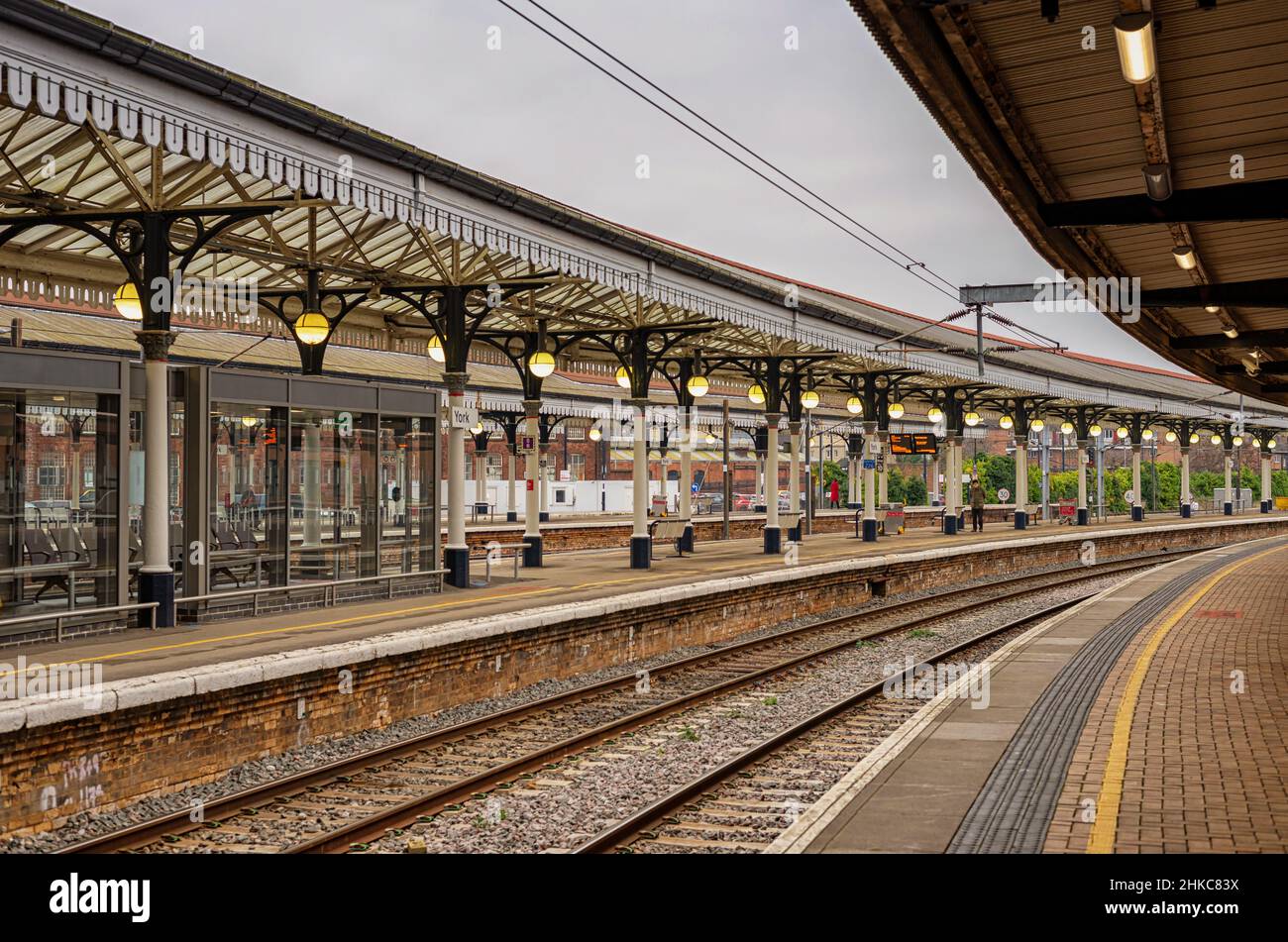 York railway station platform with elaborate 19th Century canopies ...