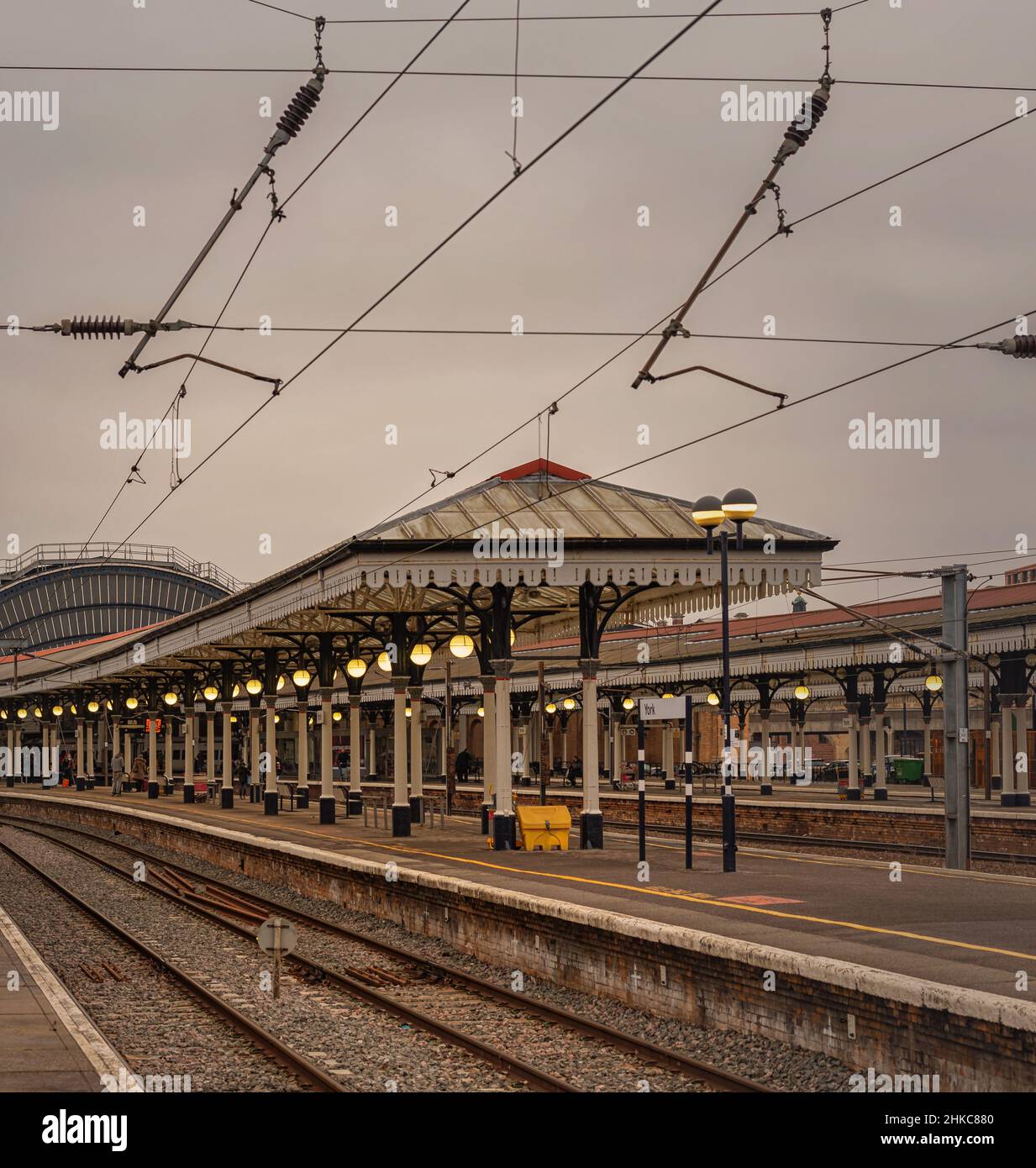 York railway station platform with elaborate 19th Century canopy ...