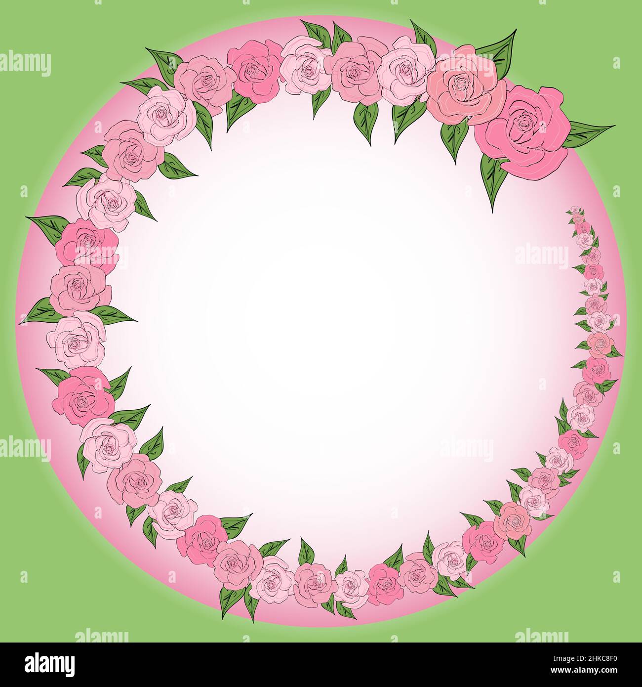 A round frame decorated with a wreath from gradually decreasing ...
