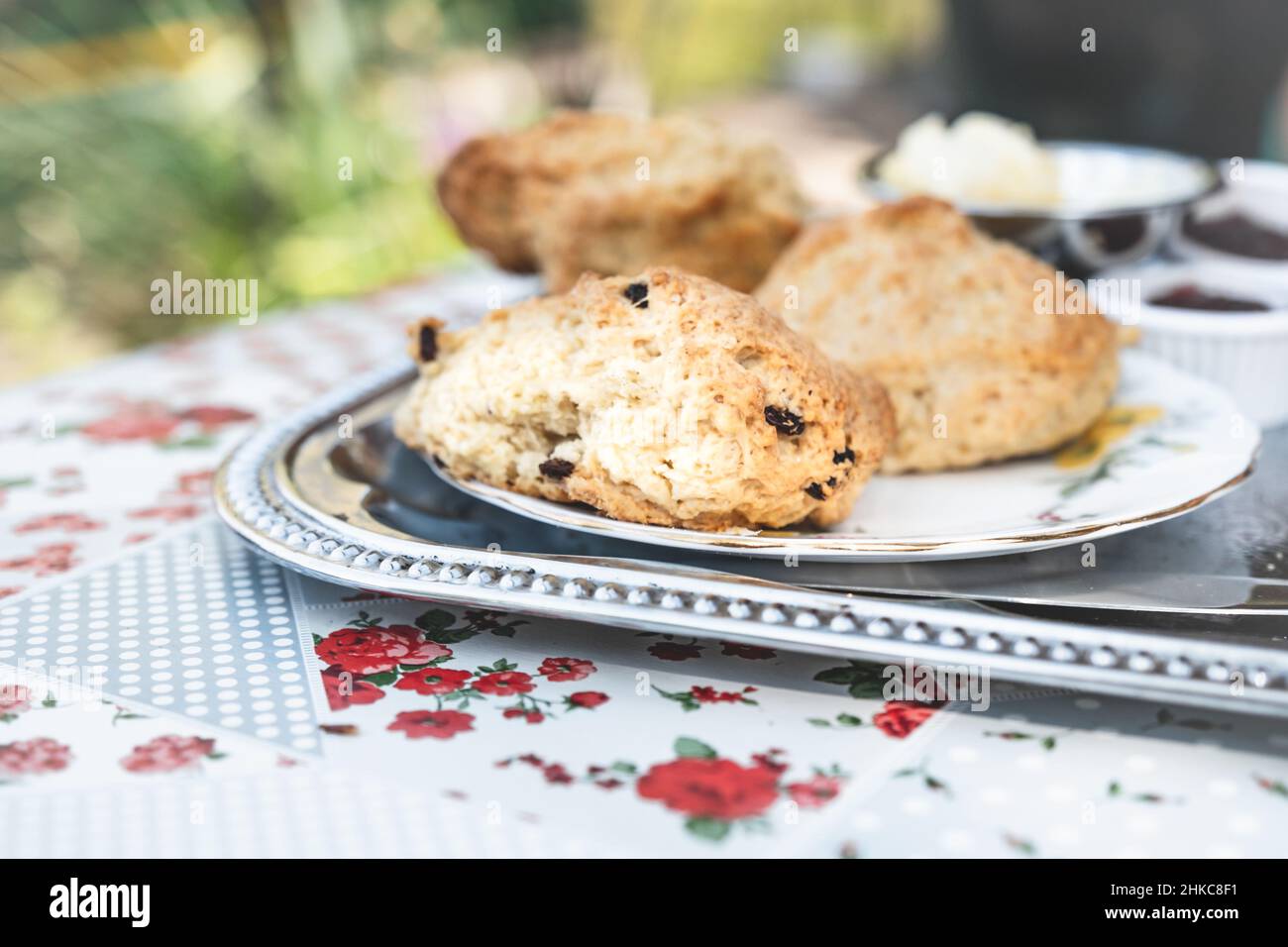 Delicious home made scones with jam and cream for an English afternoon ...