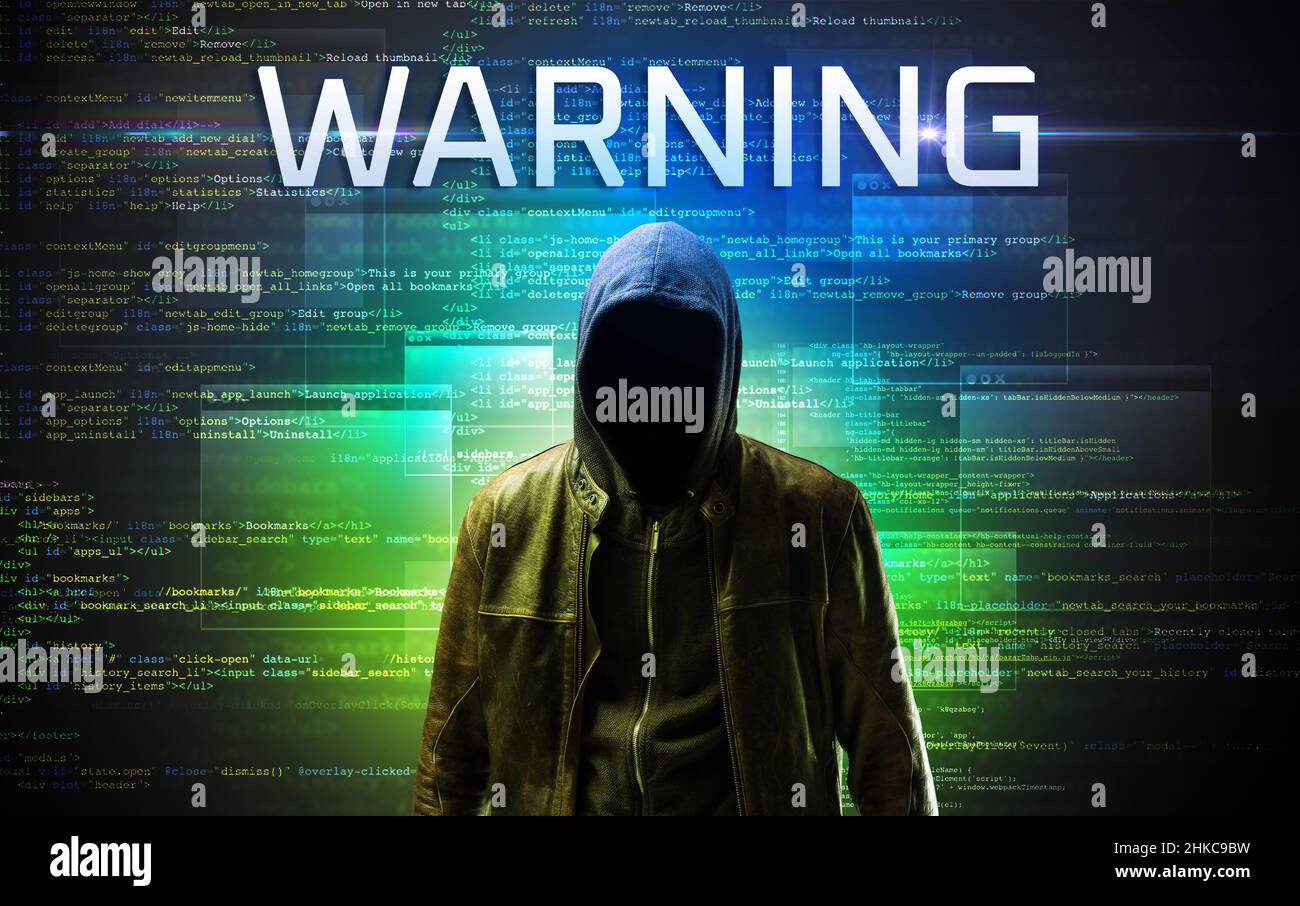 Faceless hacker on code background Stock Photo - Alamy