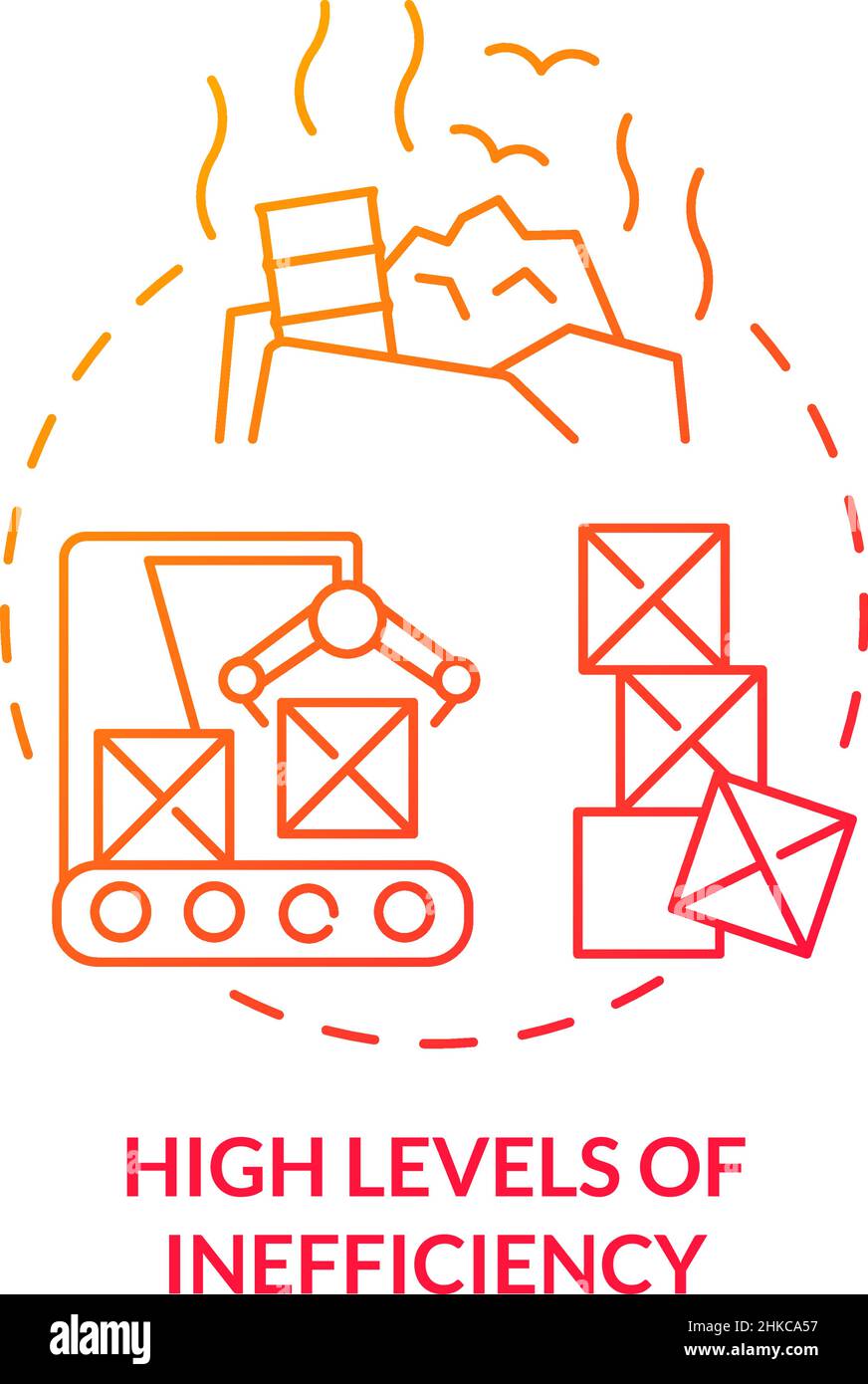 High levels of inefficiency red gradient concept icon Stock Vector ...