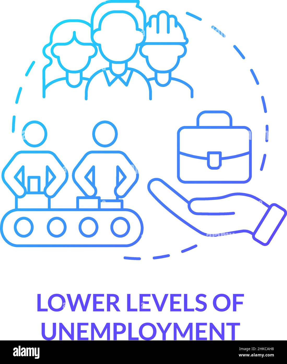 Lower levels of unemployment blue gradient concept icon Stock Vector Image & Art - Alamy