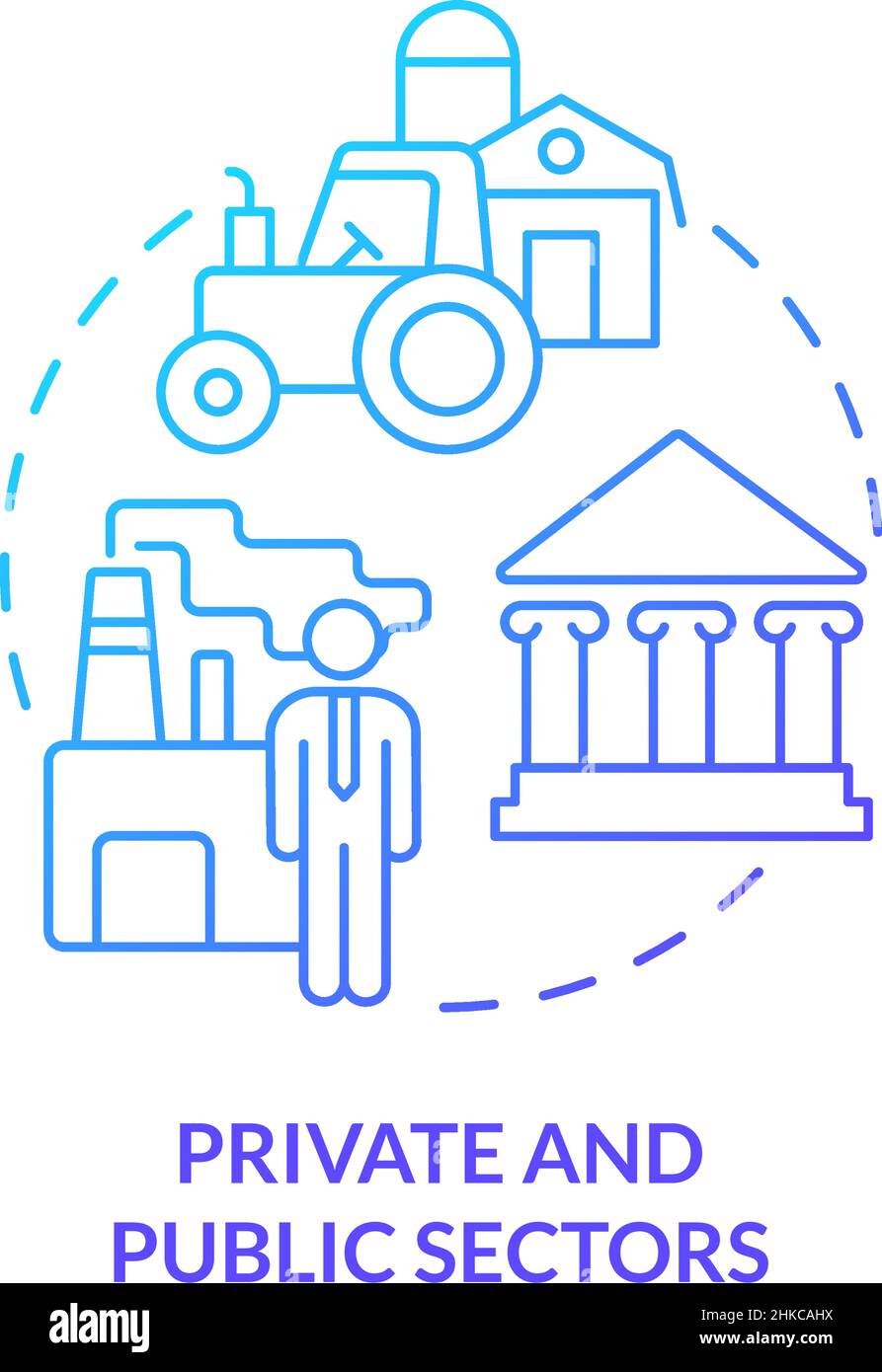 Private and public sectors blue gradient concept icon Stock Vector ...