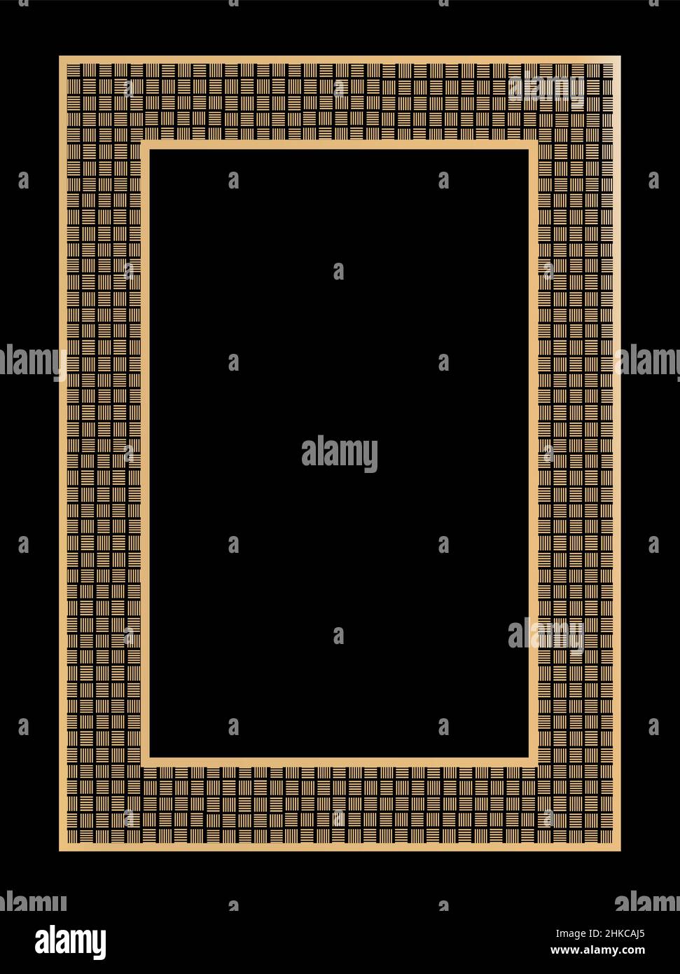 Gold shiny glowing rectangle frame with shadows isolated on black ...