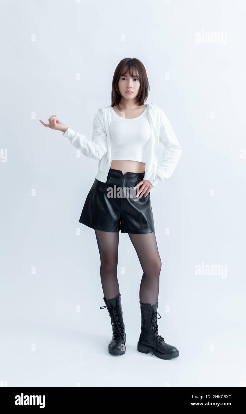 Full length image of young beautiful woman posing at camera Stock Photo ...
