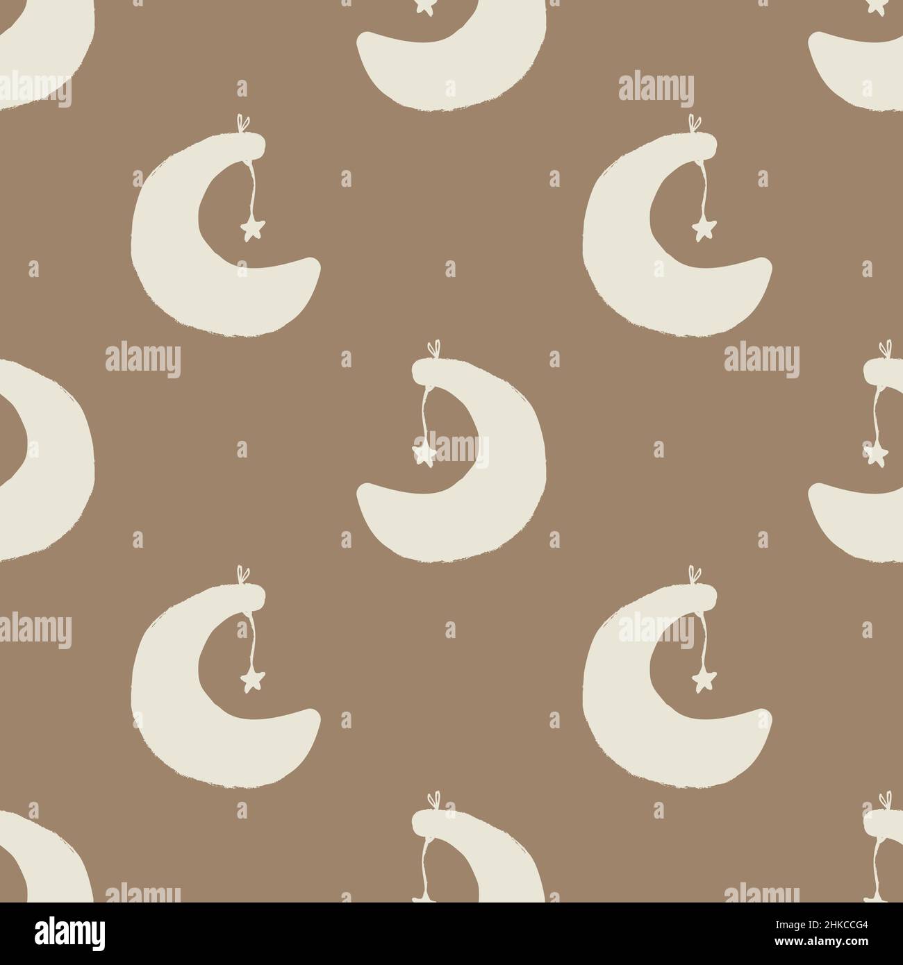 Gender neutral sleepy star and moon seamless vector background. Simple ...