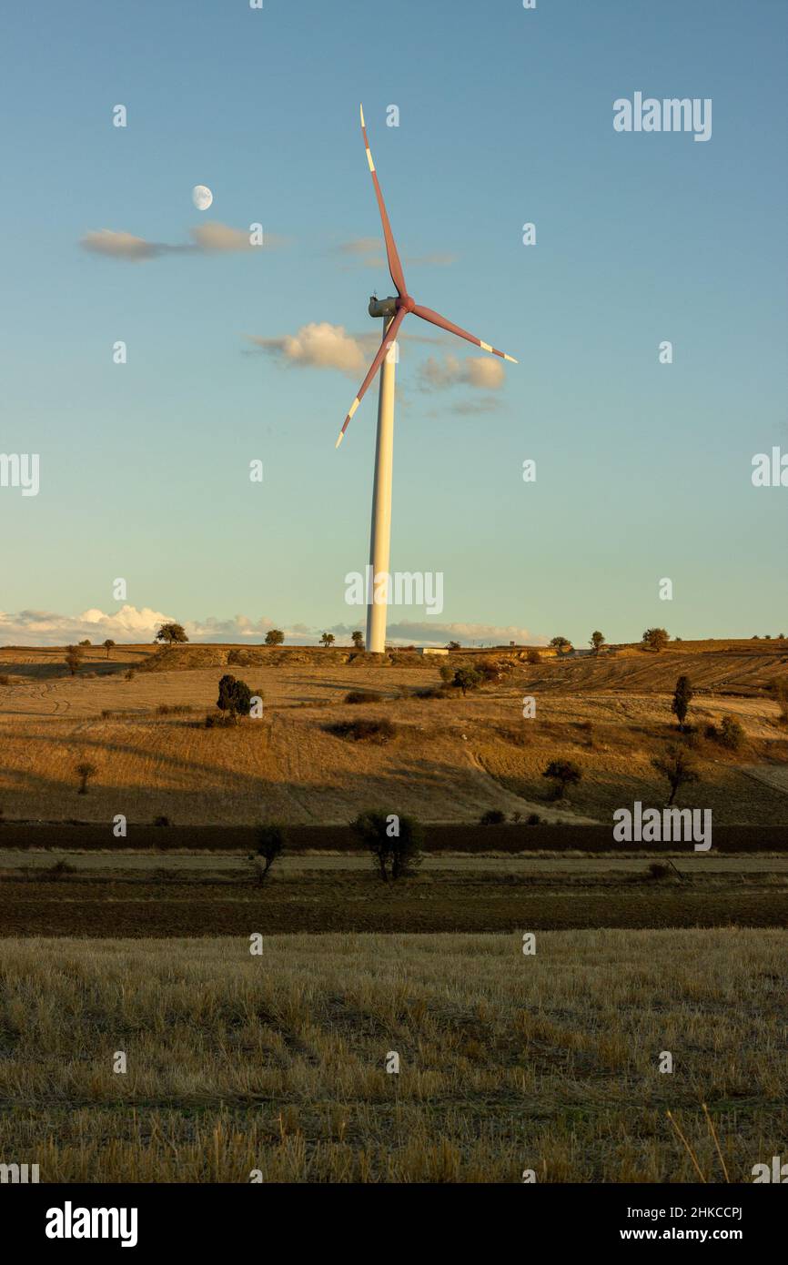 Single wind turbine, electric power production Stock Photo - Alamy
