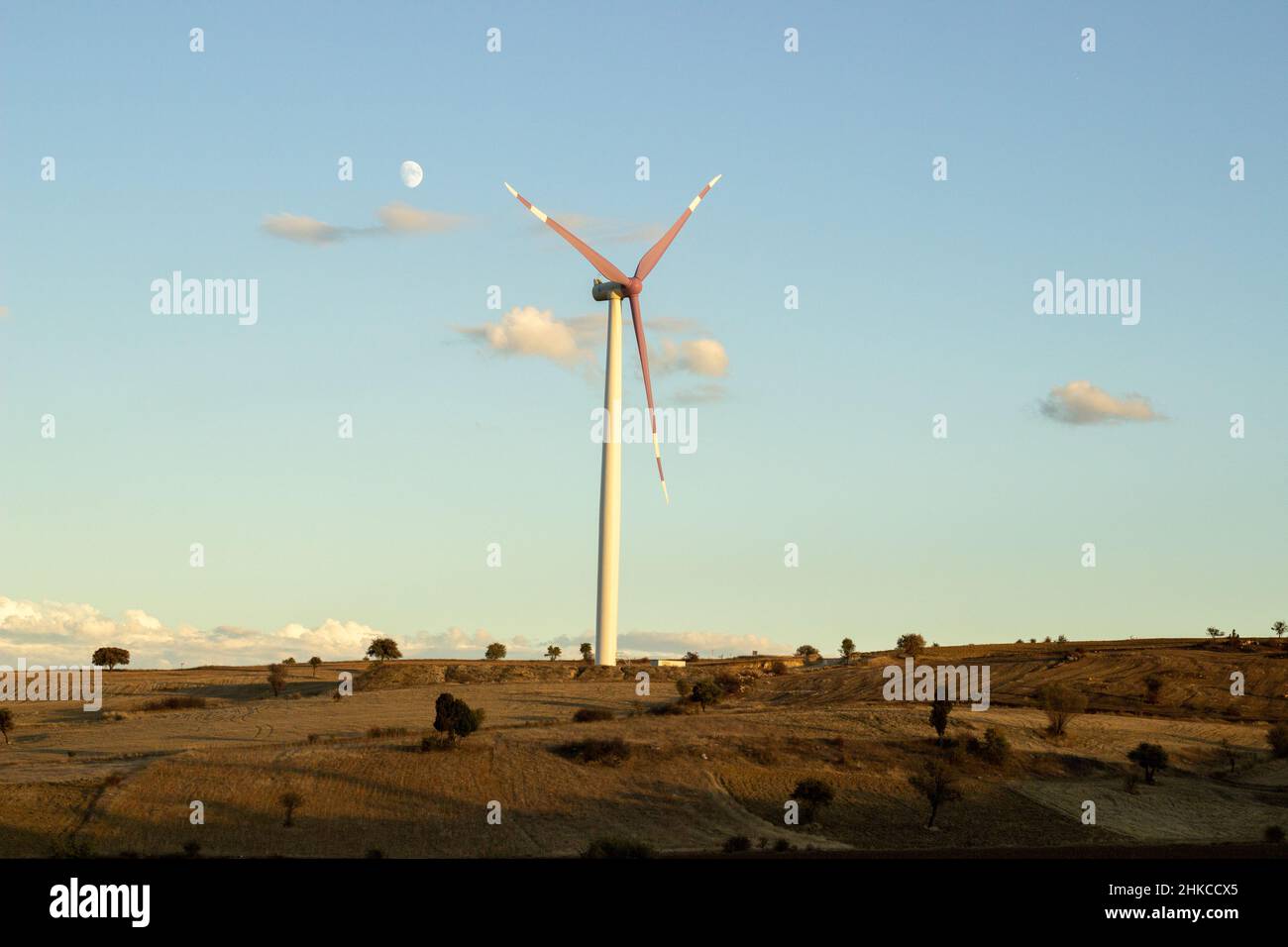 Single wind turbine, electric power production Stock Photo - Alamy