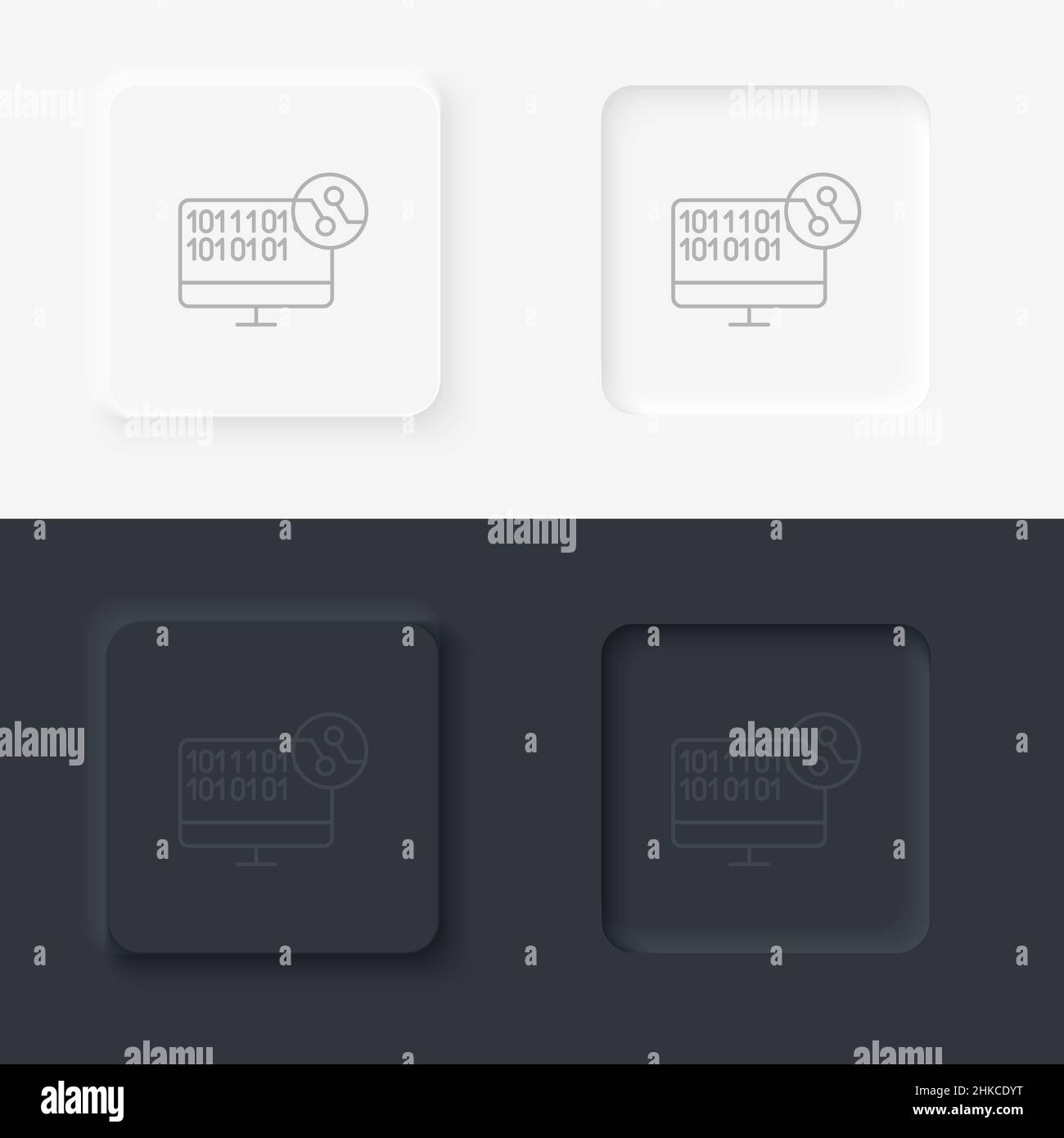 Ai, computer, code icon - Vector. Artificial intelligence neumorphic ...