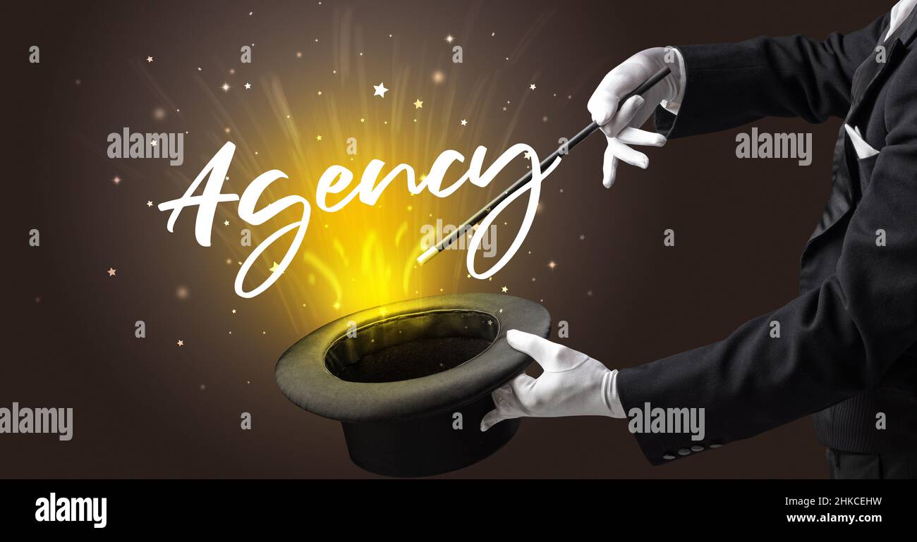 Old Magician is showing magic trick Stock Photo - Alamy