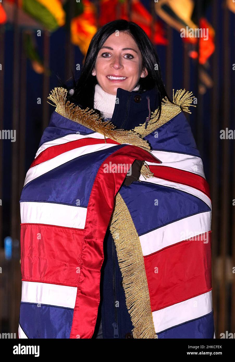 Team GB flag bearer Eve Muirhead poses for a picture in the Olympic ...