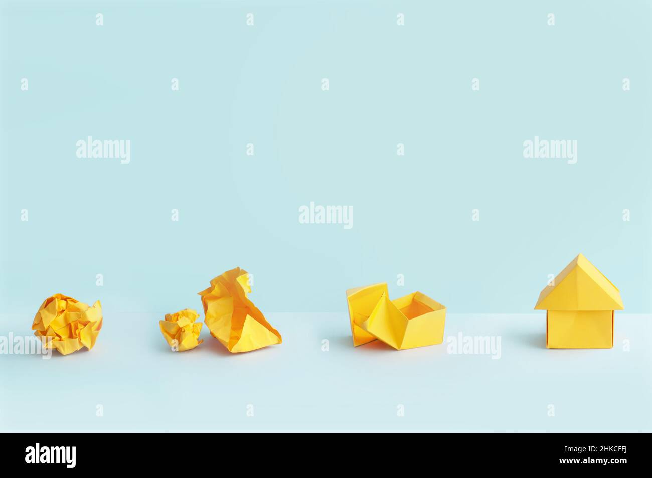 Paper house making stages concept Stock Photo - Alamy