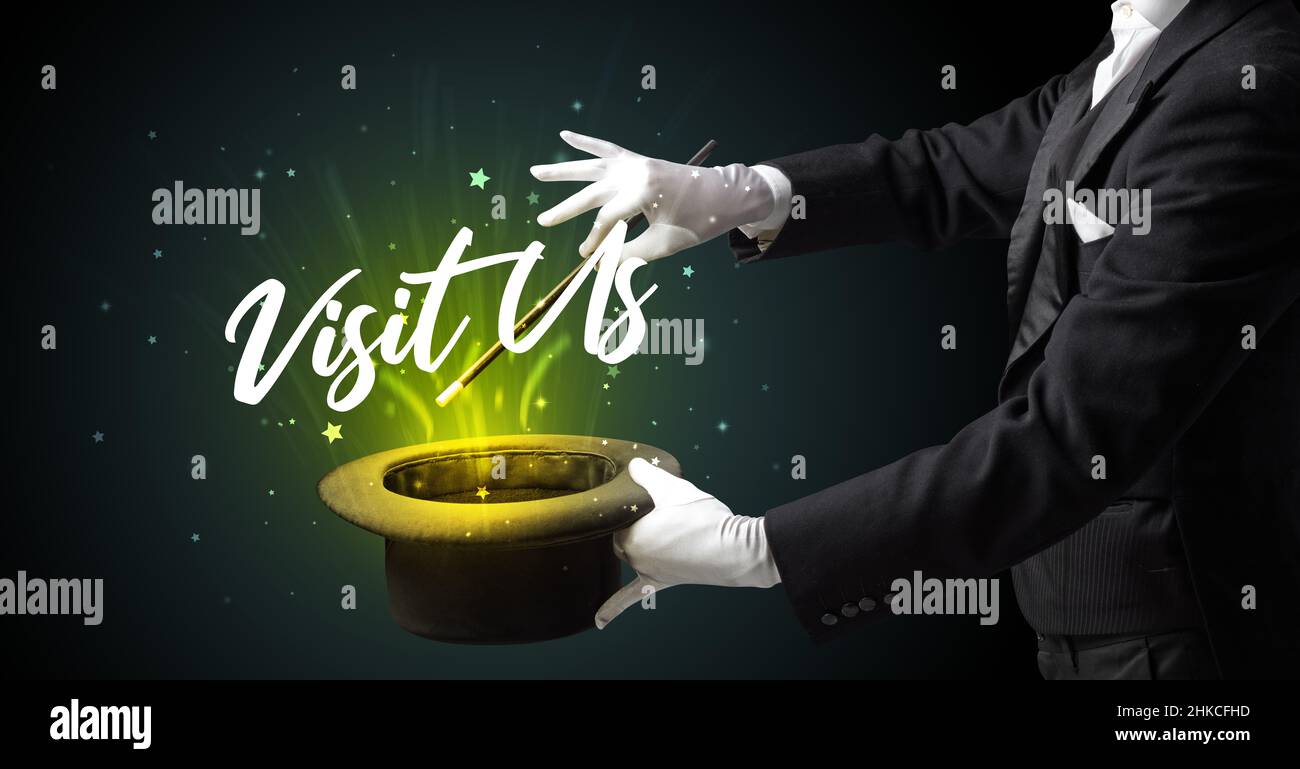 Old Magician is showing magic trick Stock Photo - Alamy