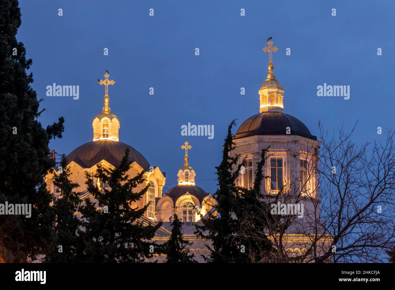 View at twilight of the Holy Trinity Cathedral of the Russian ...