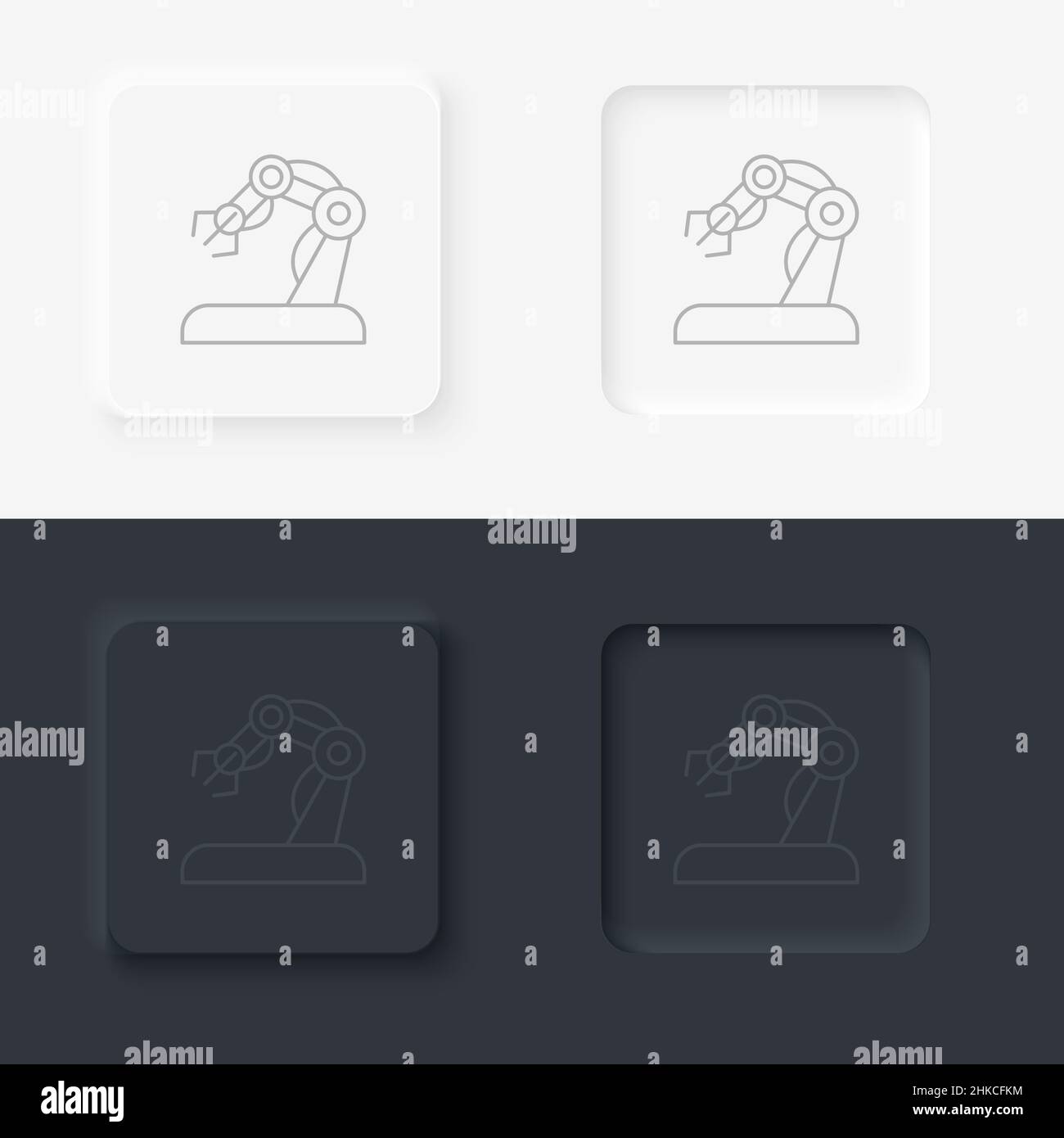 Hand, robotic, arm icon - Vector. Artificial intelligence neumorphic style vector icon set Stock ...
