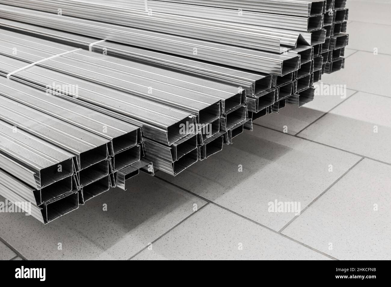 A bunch of steel pipes installation pipeline building metal ...