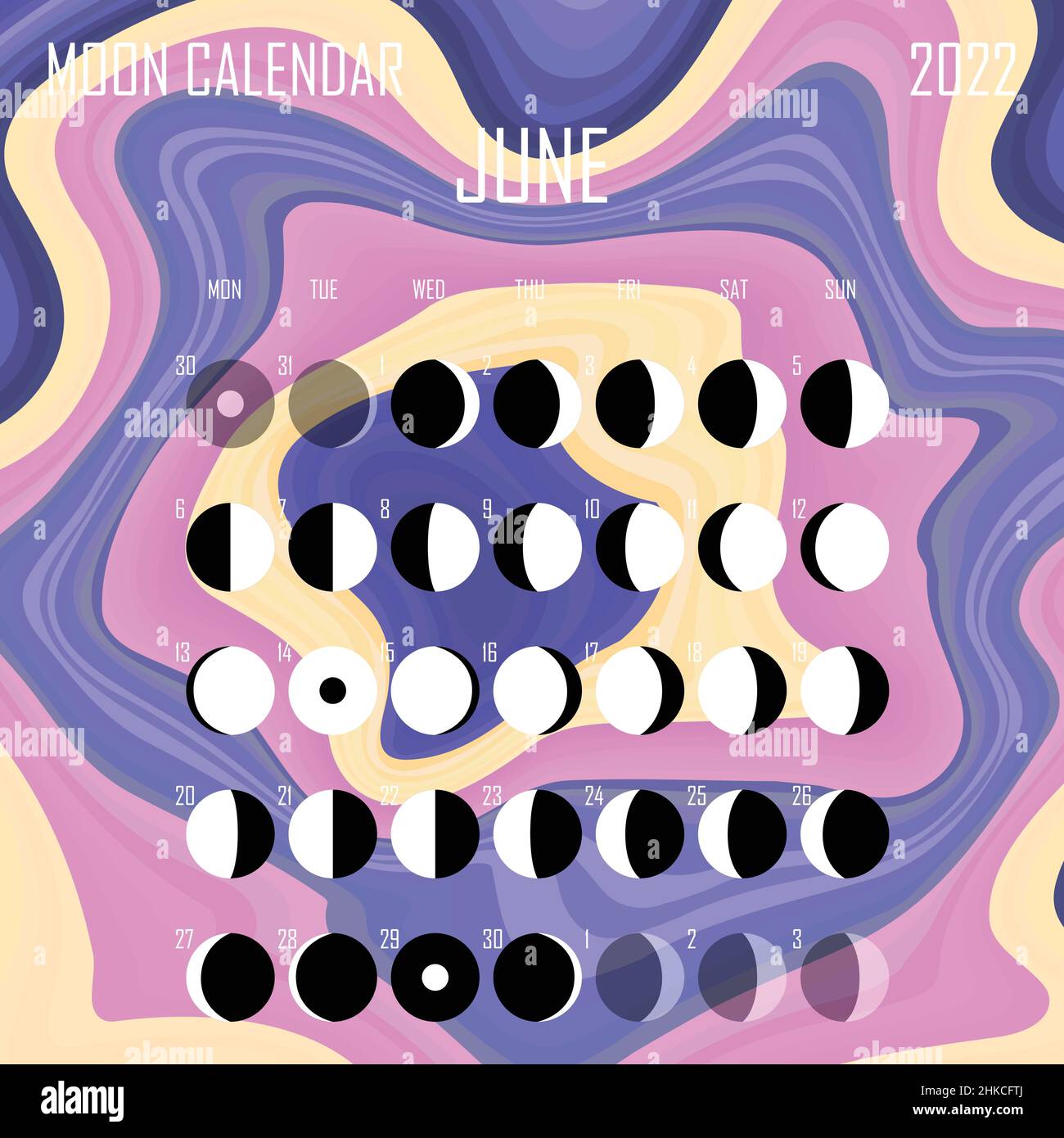 June 2022 Moon calendar. Astrological calendar design. planner. Place ...