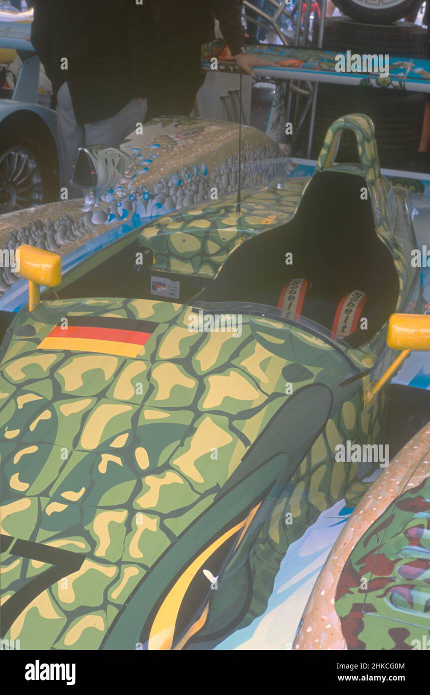 The 2000 Audi R8 Le Mans racer in crocodile livery at the 2001 Goodwood ...