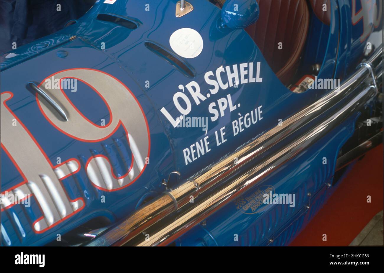 Paintwork detail of the Maserati 8CTF that raced in the 1938 ...