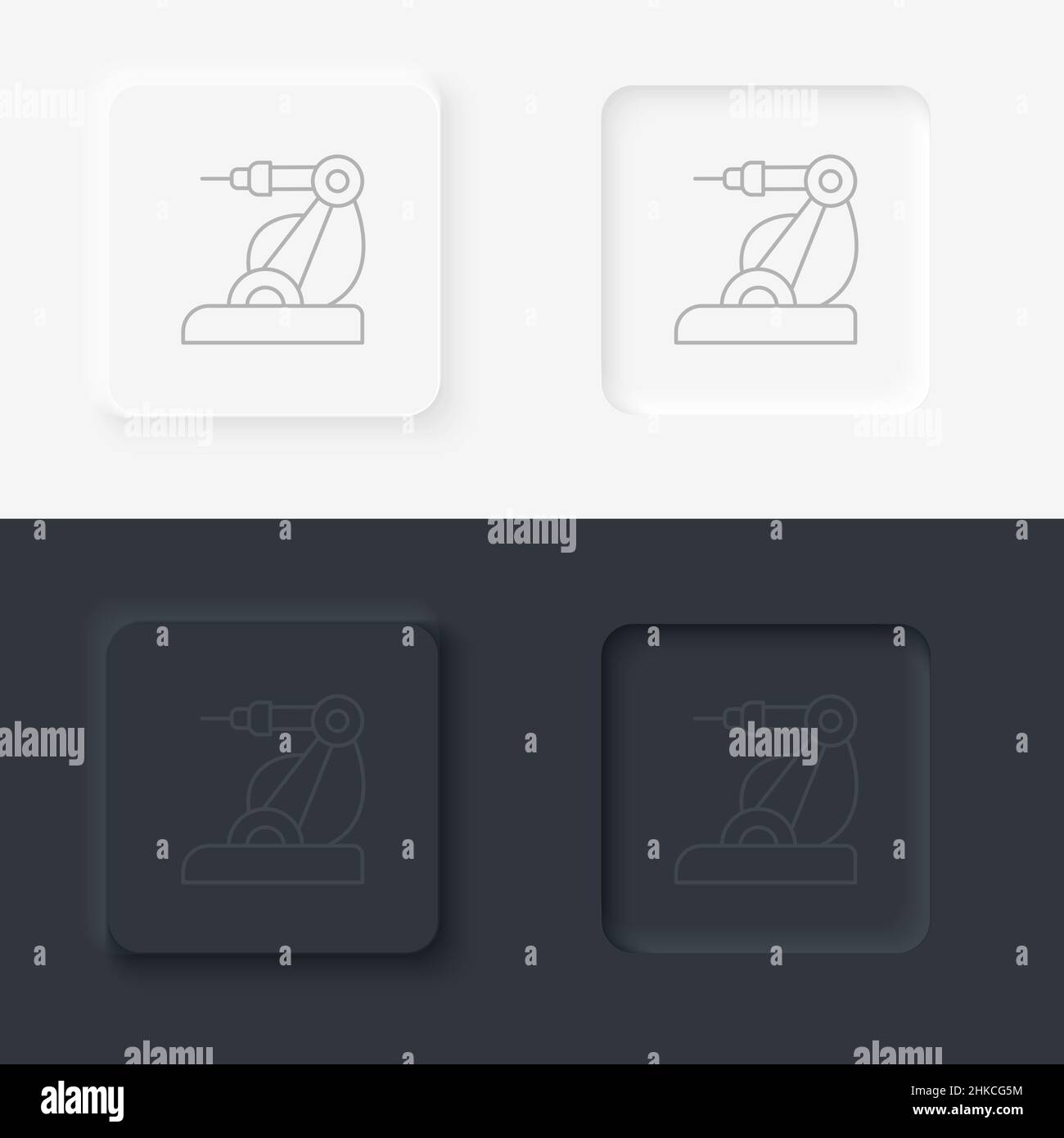 Hand, robotic, arm, laser icon - Vector. Artificial intelligence neumorphic style vector icon ...