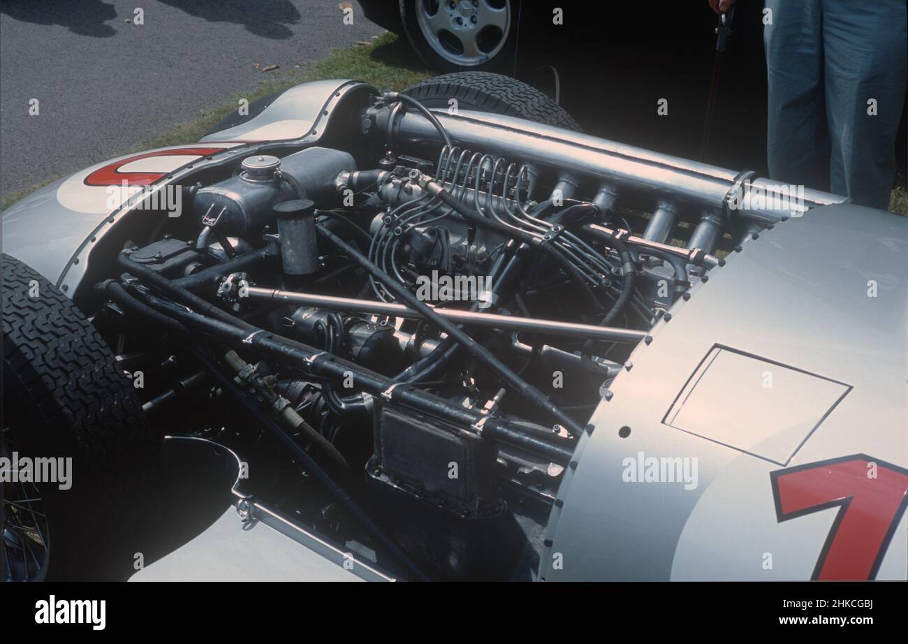 The crowded engine compartment of the dominant Mercedes-Benz W196 Grand ...