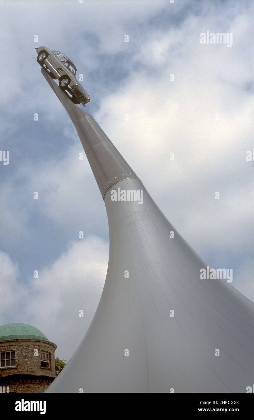 A Mercedes-Benz 300SL Gullwing perched on part of the sculpture marking ...