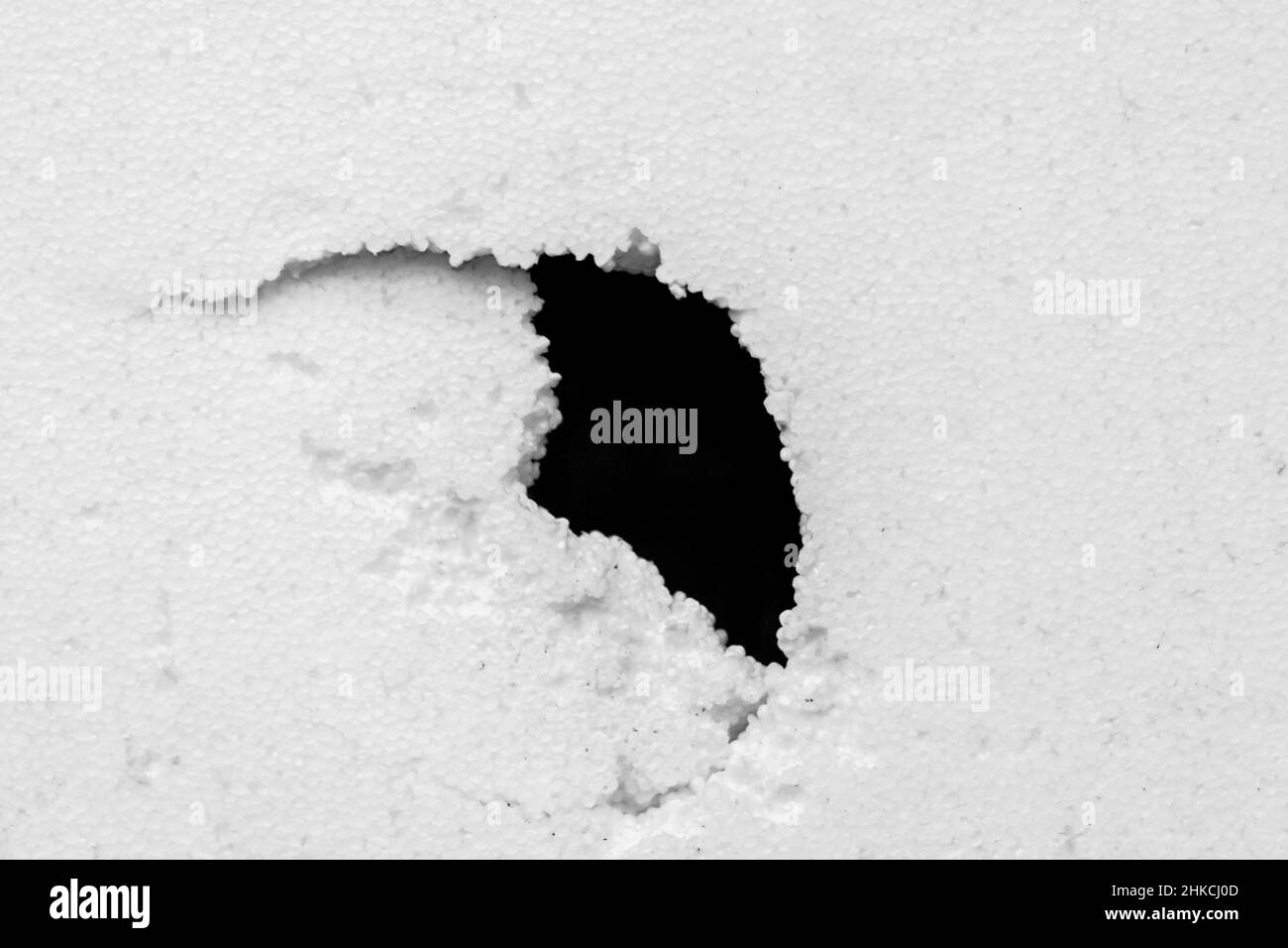 White old broken foam with hole damaged polystyrene material Stock ...