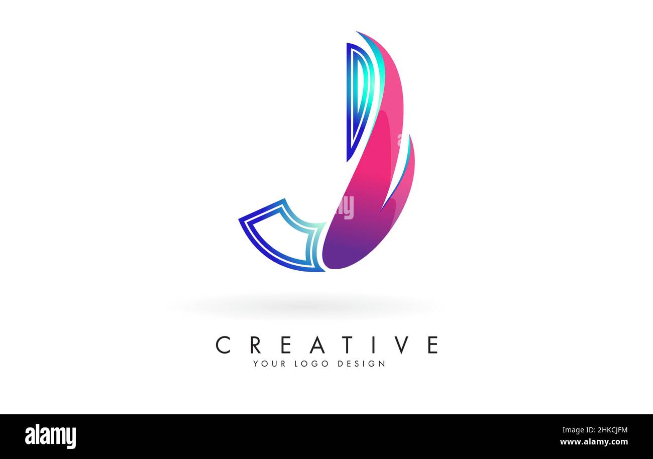 Outline Vector illustration of abstract letter J with colorful flames ...