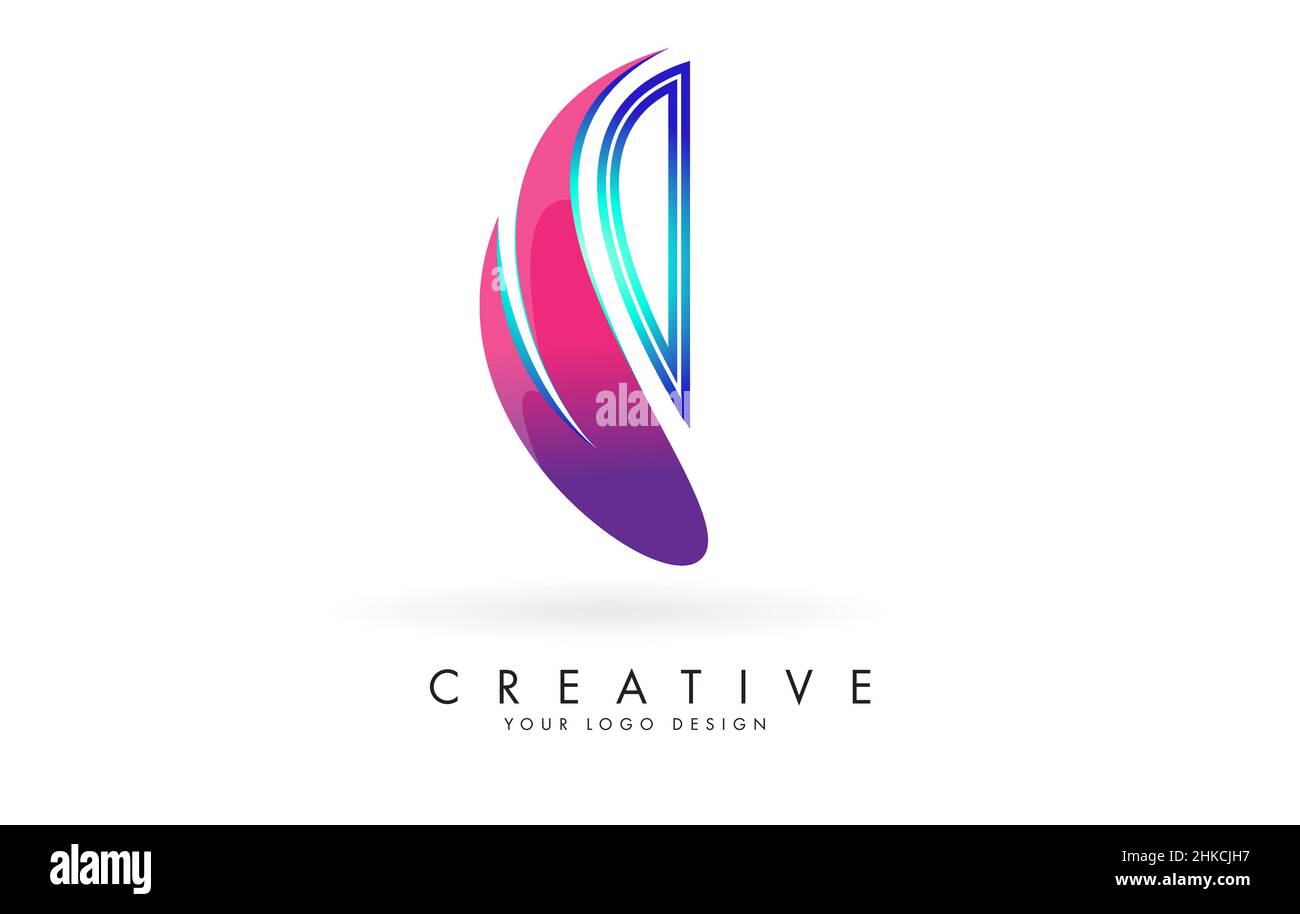 Outline Vector illustration of abstract letter I with colorful flames ...