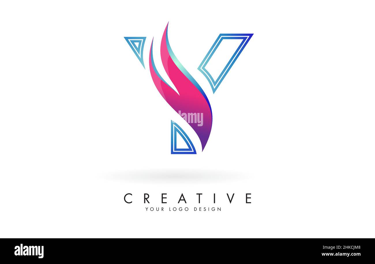 Outline Vector illustration of abstract letter V with colorful flames ...