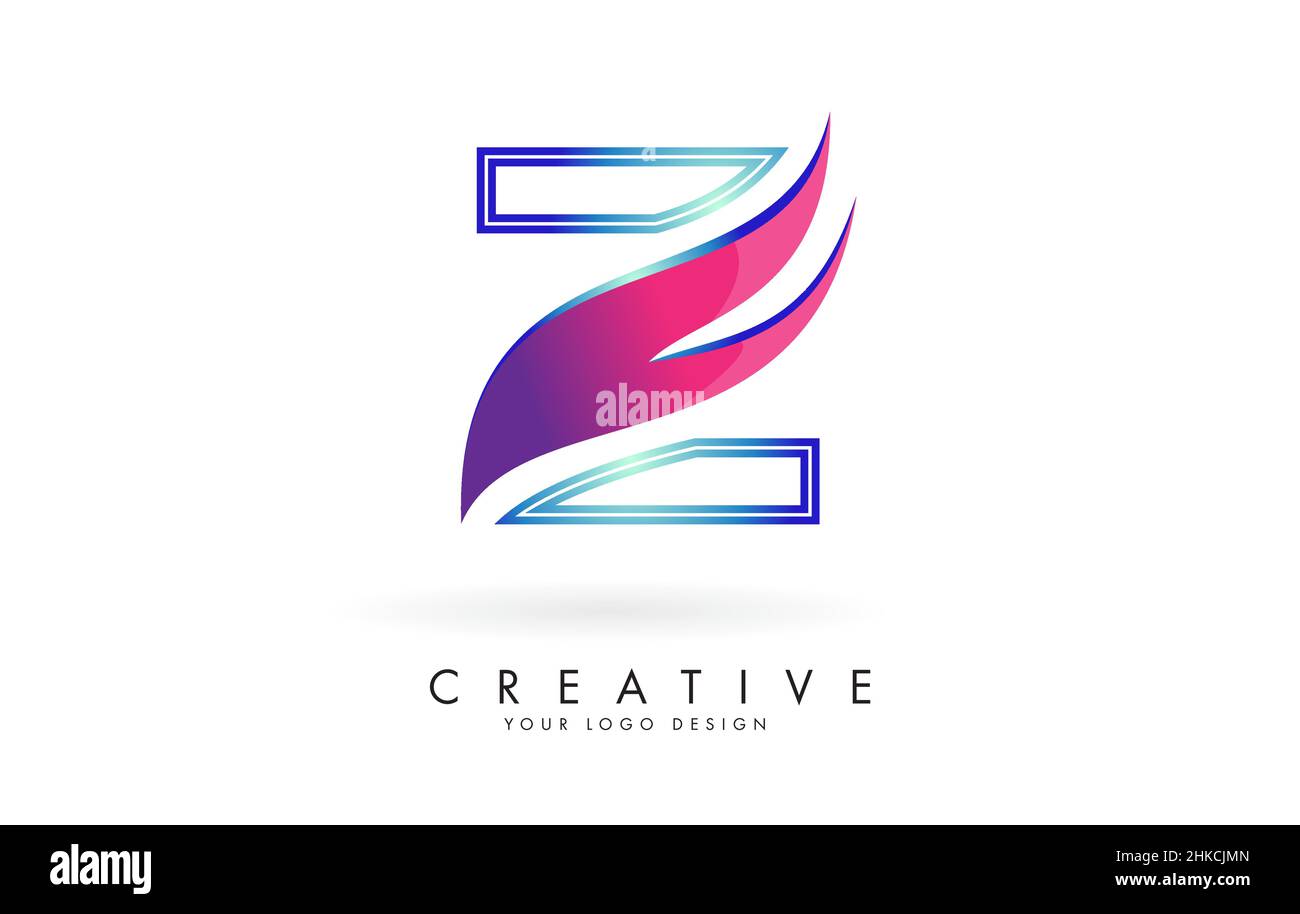 Outline Vector illustration of abstract letter Z with colorful flames ...