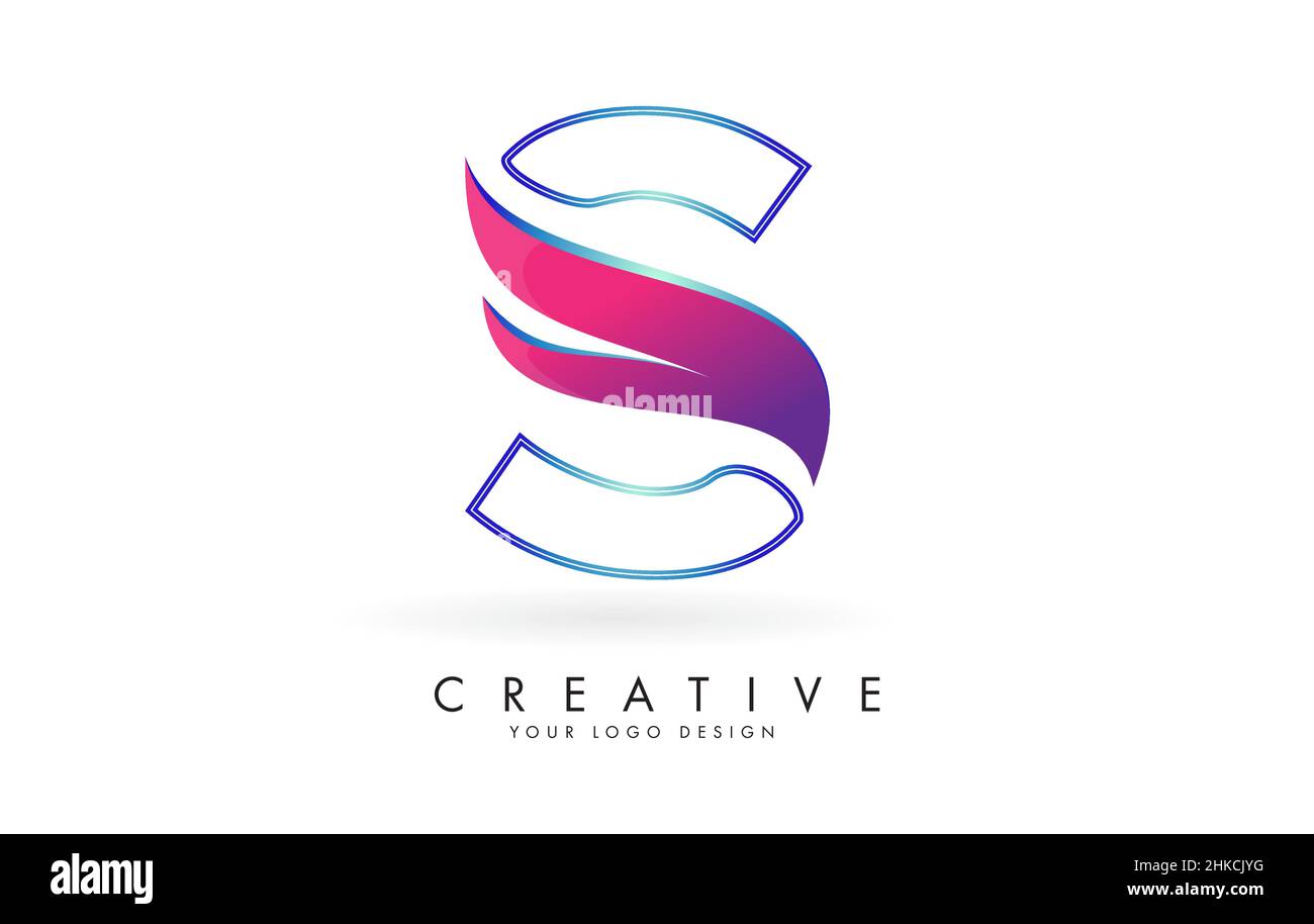 Outline Vector illustration of abstract letter S with colorful flames ...