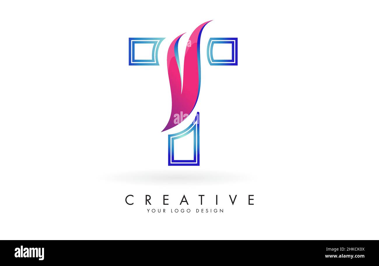 Outline Vector illustration of abstract letter T with colorful flames ...