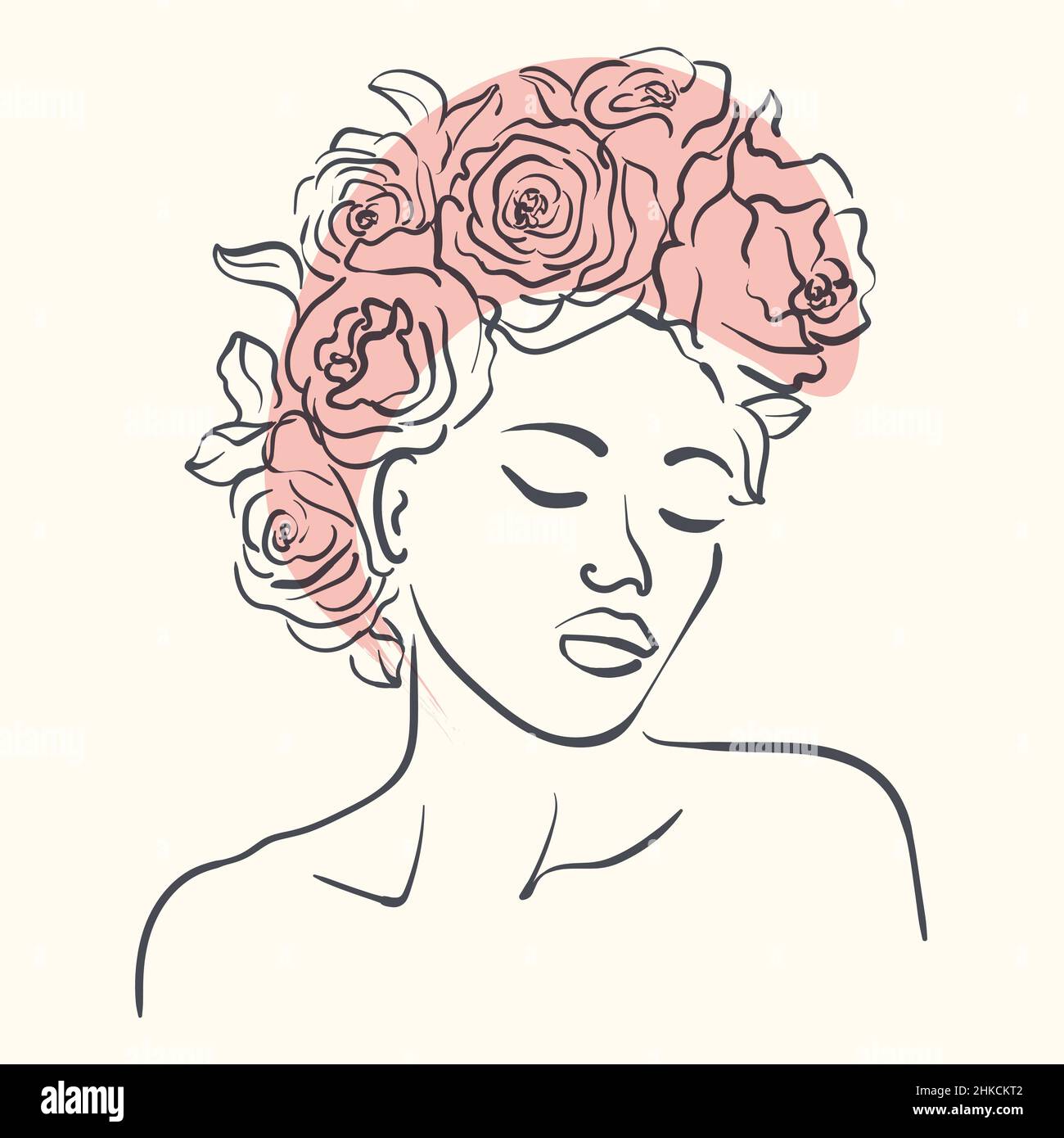 Hand draw outline portrait of african ebony woman. Abstract art of ...