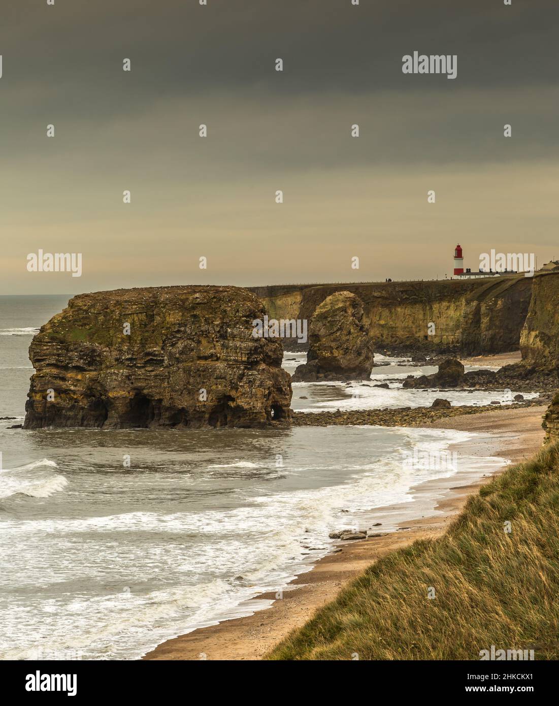 The view along Marsden Bay near Sunderland, of the cliffs and the ...
