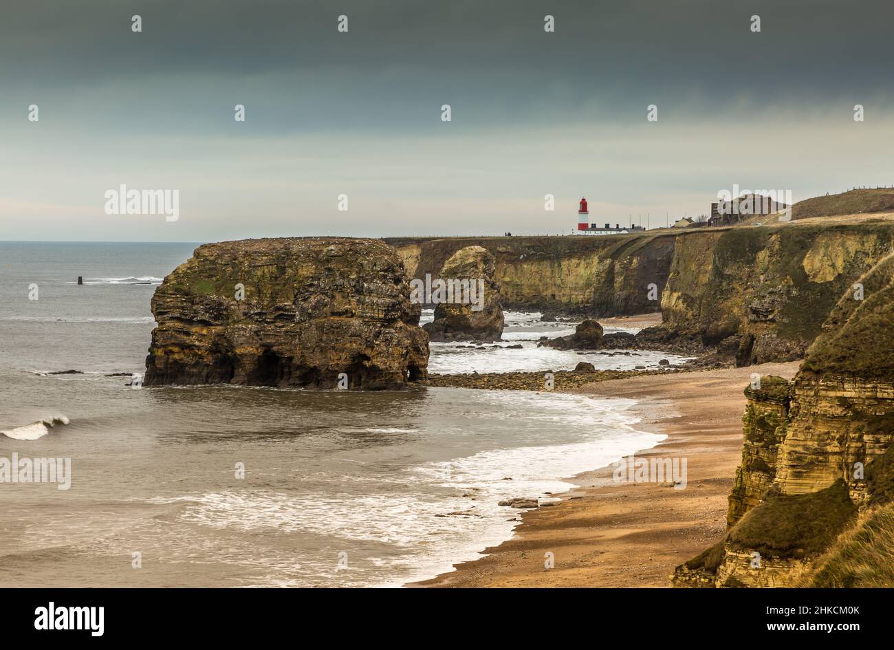 The view along Marsden Bay near Sunderland, of the cliffs and the ...