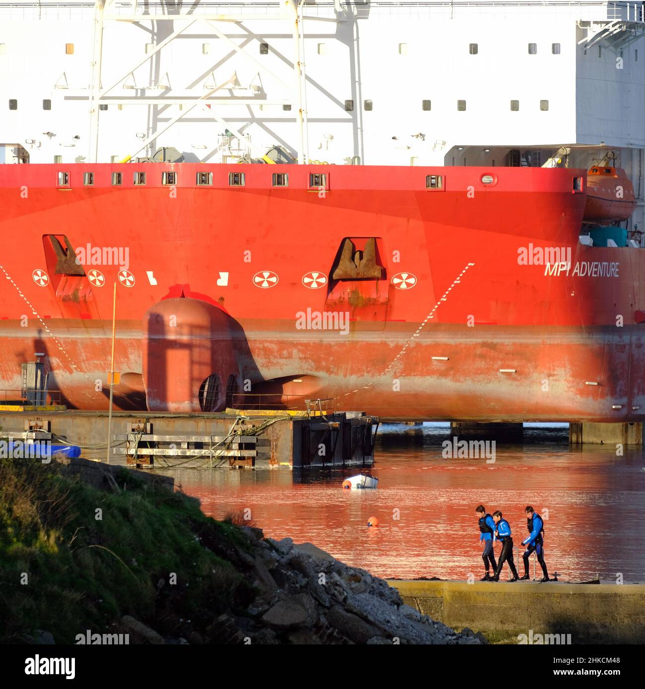 Wind Turbine installation vessel, 'MPI Adventure', at Larne Harbour ...